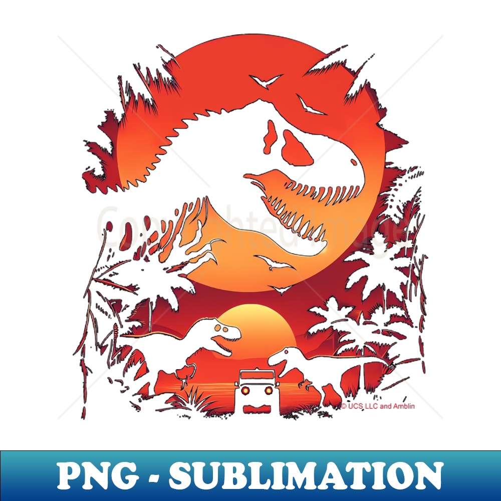 Jurassic Park with T-Rex and Jeep - PNG Sublimation Digital | Inspire ...