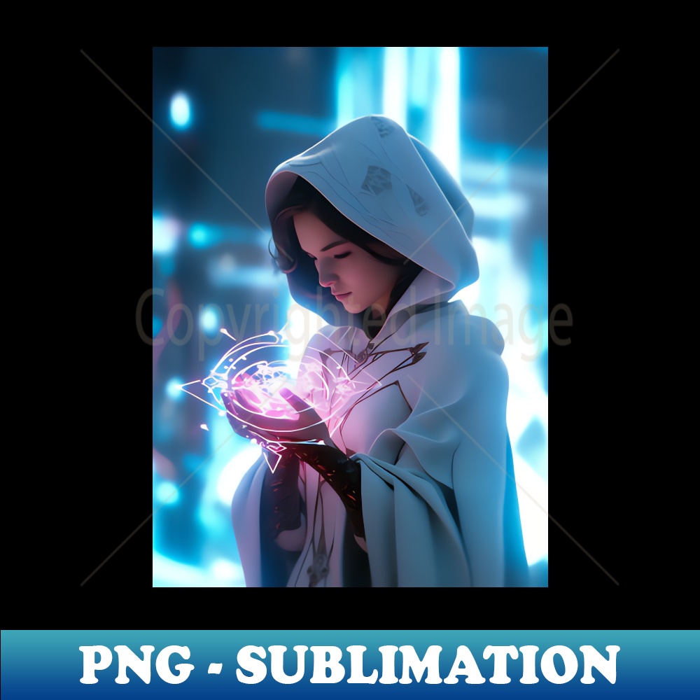 Cute Magical Girl in White Robes using Magic - PNG Transpare | Inspire ...