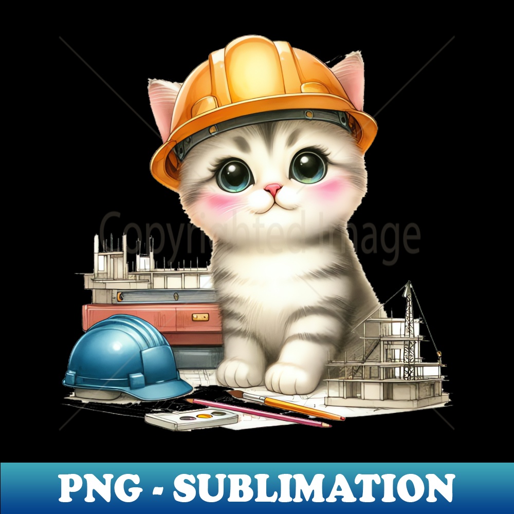 Cat of The building Architect - Retro PNG Sublimation Digita | Inspire ...