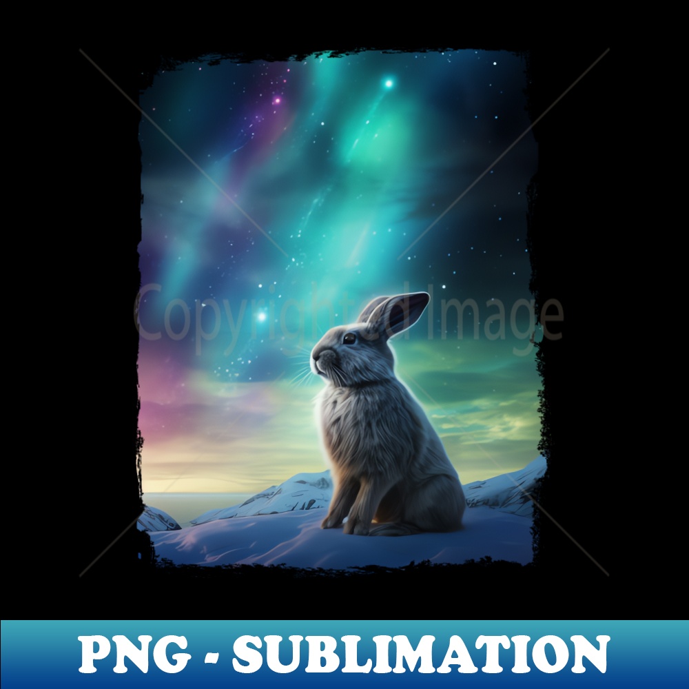 Rabbit Under Northern Light Scenery With Mountains Rivers an | Inspire ...