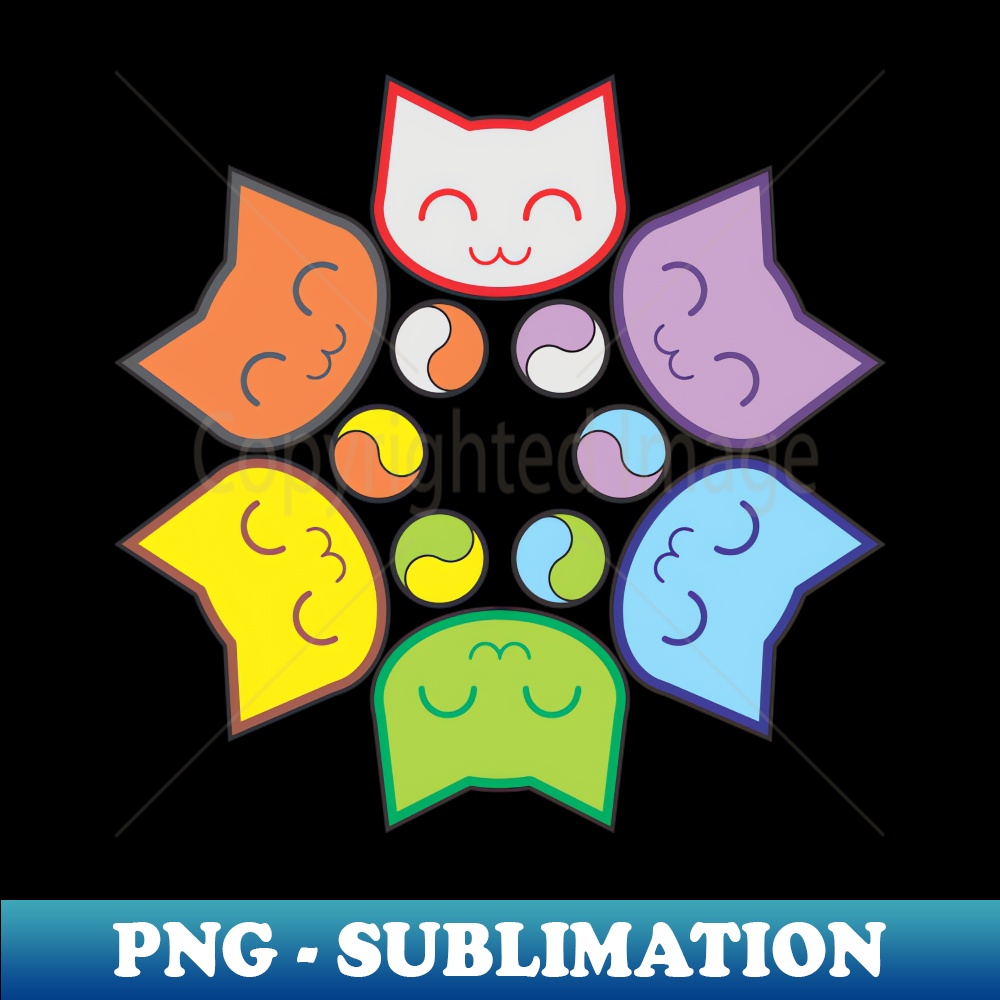 Color Wheel Cats - Retro PNG Sublimation Digital Download | Inspire Uplift