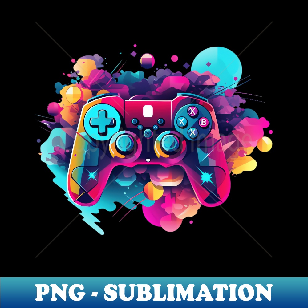 Neon Gaming Controller - Retro PNG Sublimation Digital Downl | Inspire ...