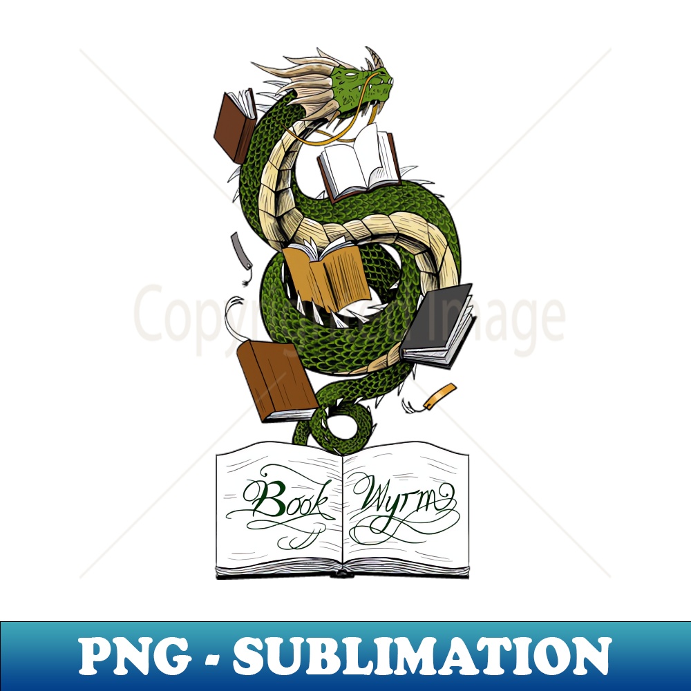 Book Wyrm sage - PNG Transparent Sublimation Design | Inspire Uplift