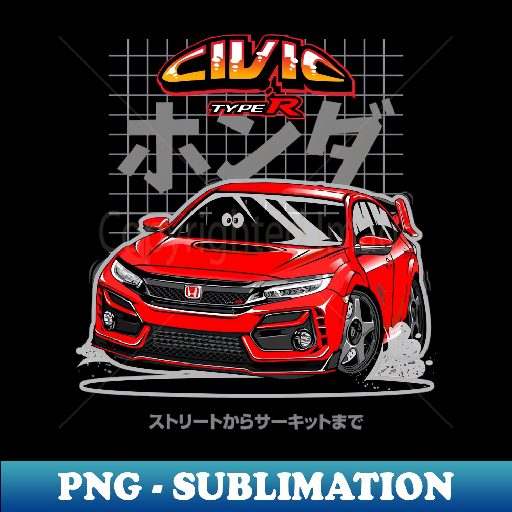 Honda Civic FK8 Type R Red -Car Vector Art CARtoon - CARicat | Inspire Uplift