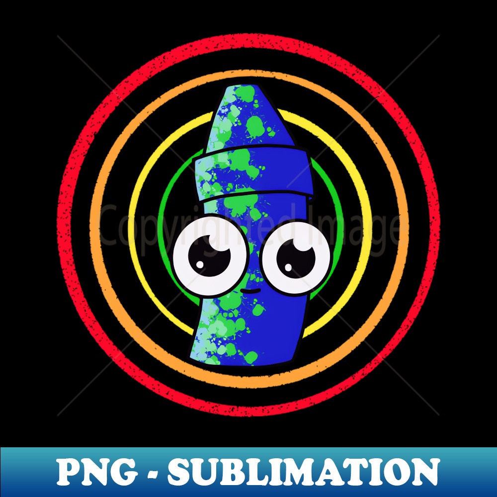 Blue Crayon Buddy Rainbow Border - Creative Sublimation PNG | Inspire ...