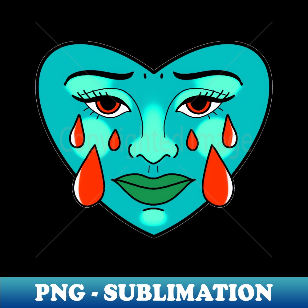 blue crying heart with thick lips amd red eyes cute gift - I | Inspire ...