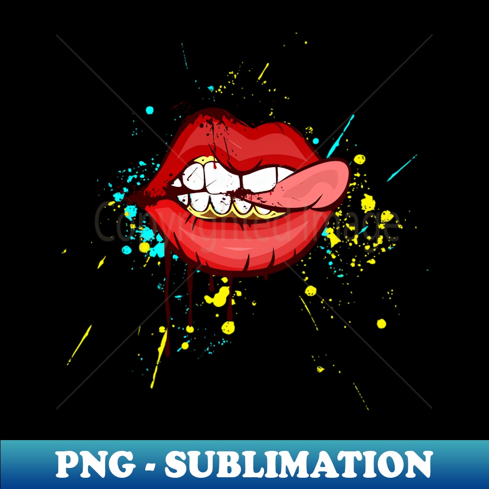 RED LIPS WITH TEETS - Signature Sublimation PNG File - Inspire Uplift