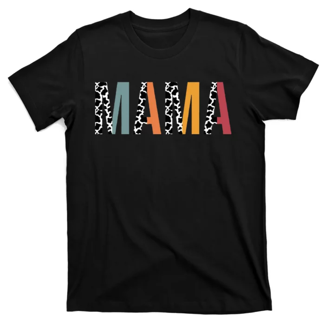 Mama Cow Mom Life Mommy Mother Animal Pattern T-Shirt - Inspire Uplift