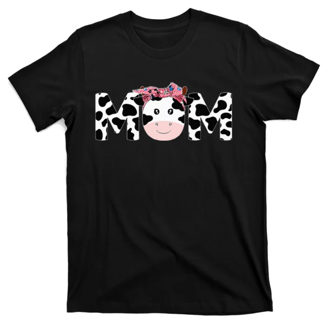 Mom Of The Birthday Mother Girl Cow Farm Cow Mommy 1st T-Shi - Inspire ...