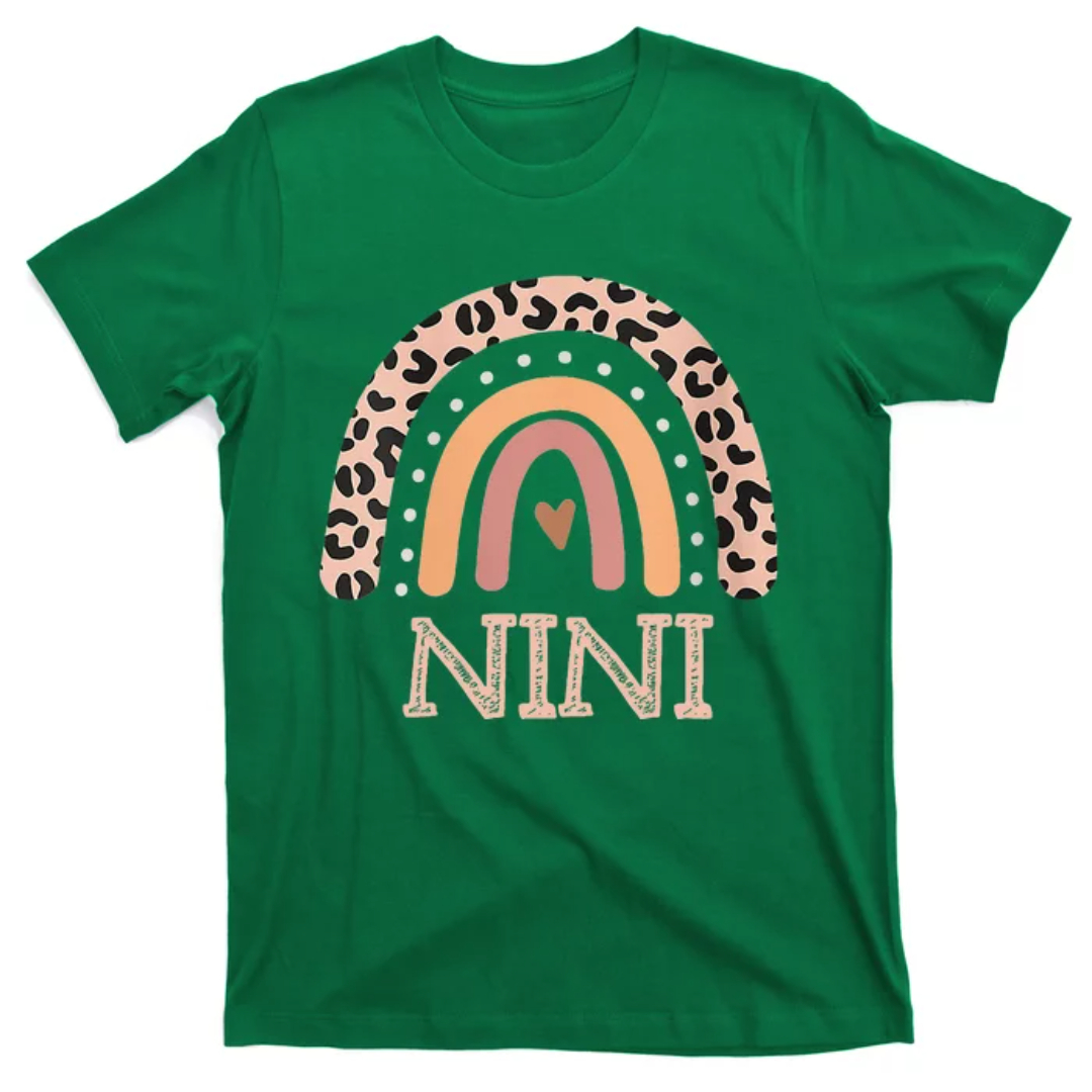 Nini Gifts For Mother Grandmother Family Rainbow Leopard T-S - Inspire ...