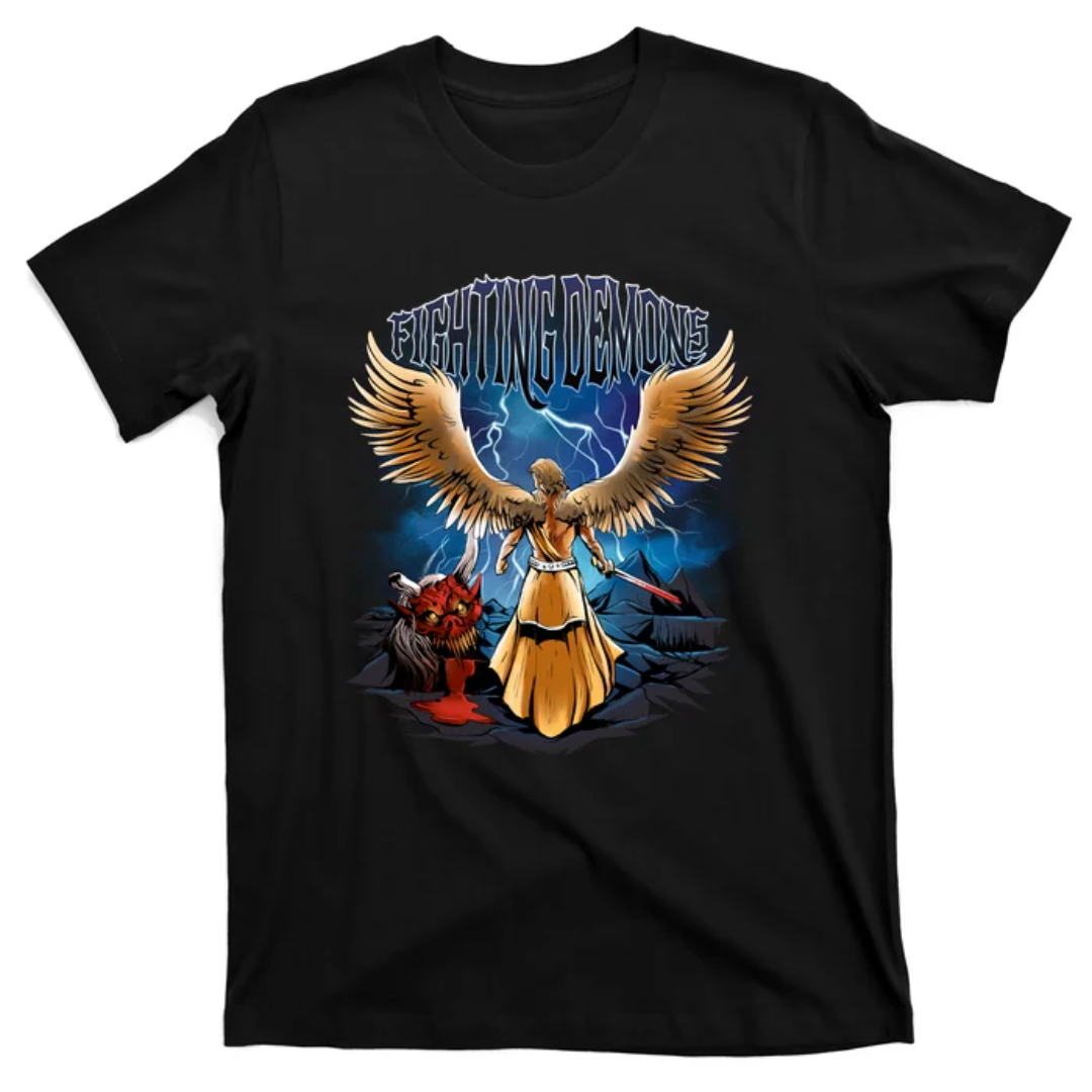 Fighting Demons Angel In Action T-Shirt | Inspire Uplift