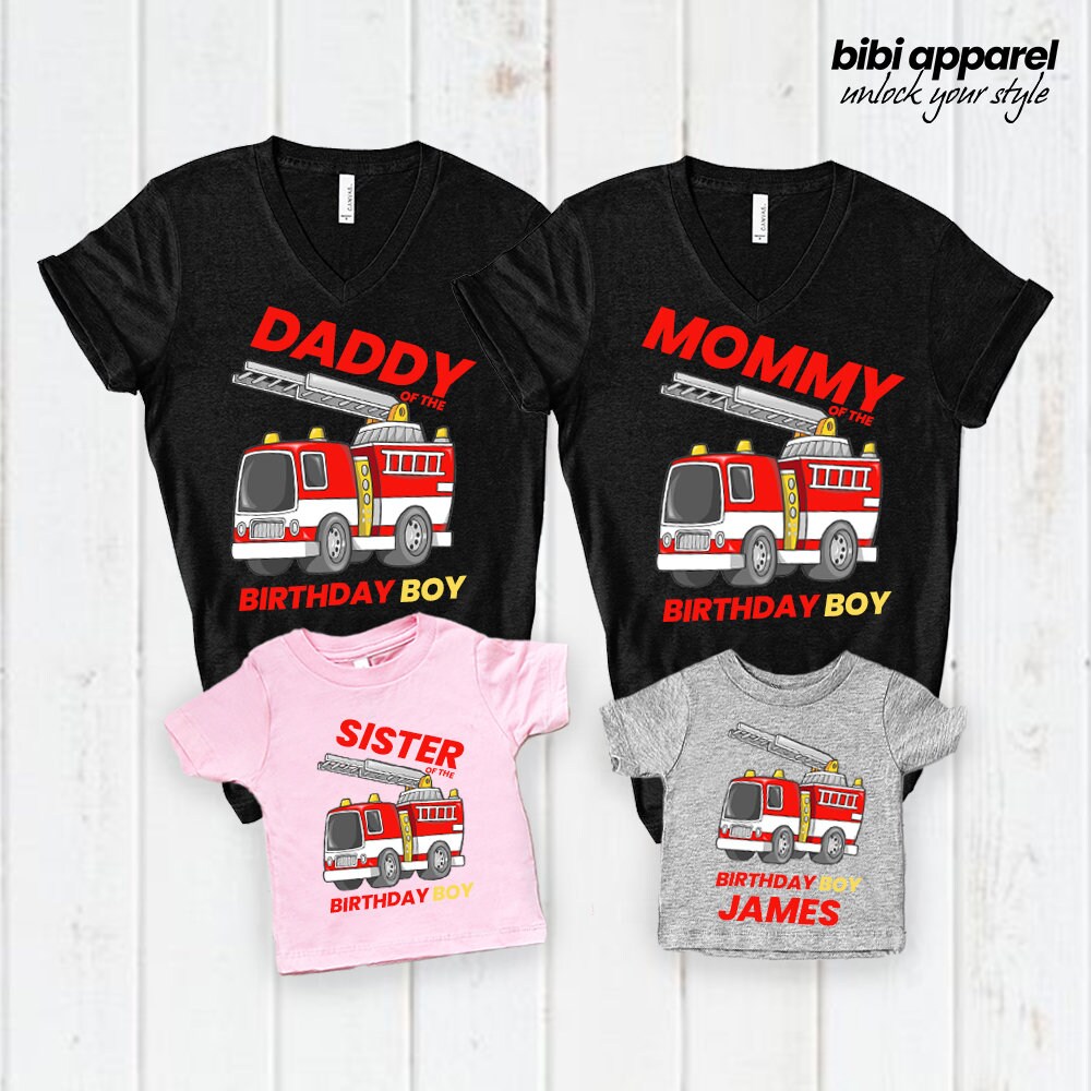 Firefighter Birthday Shirts, Fireman Themed Birthday Party, | Inspire ...