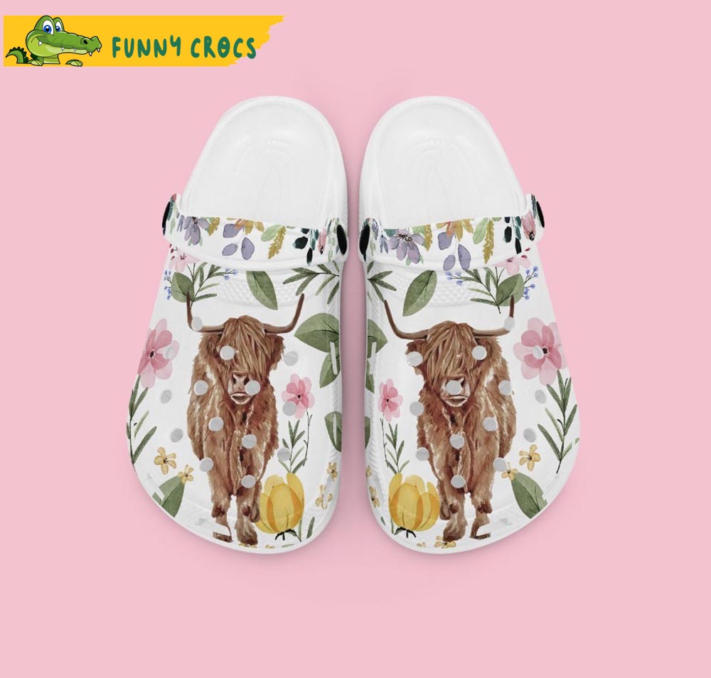 Floral Highland Cow Crocs Shoes - Discover Comfort And Style | Inspire ...