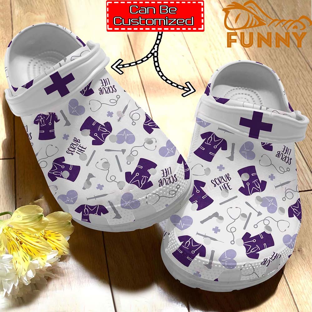 Personalized Nurse Scrub Life Pattern Crocs Classic Clog - D | Inspire ...