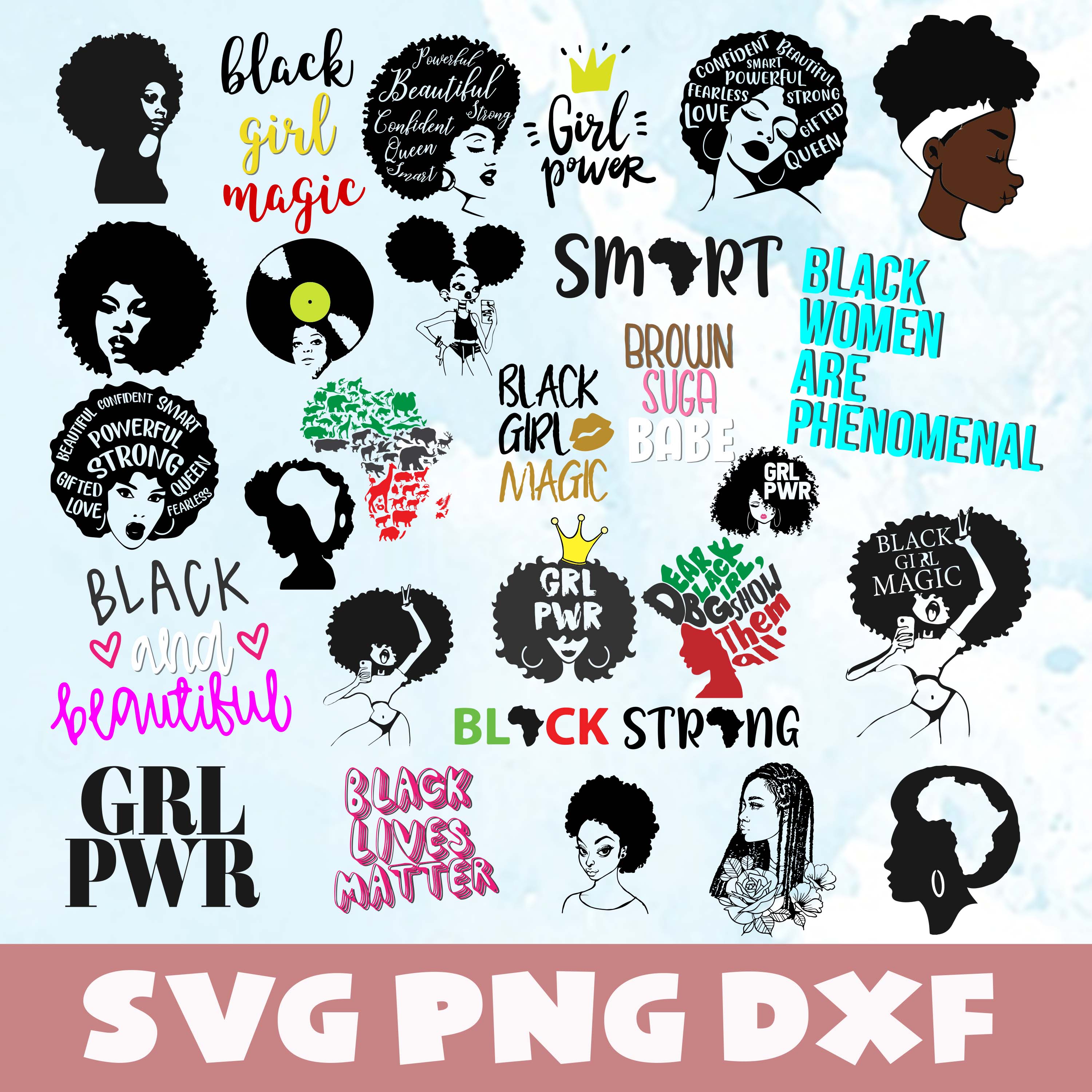 Afro svg,png,dxf,Afro bundle svg,png,dxf,Vinyl Cut File, Png - Inspire ...
