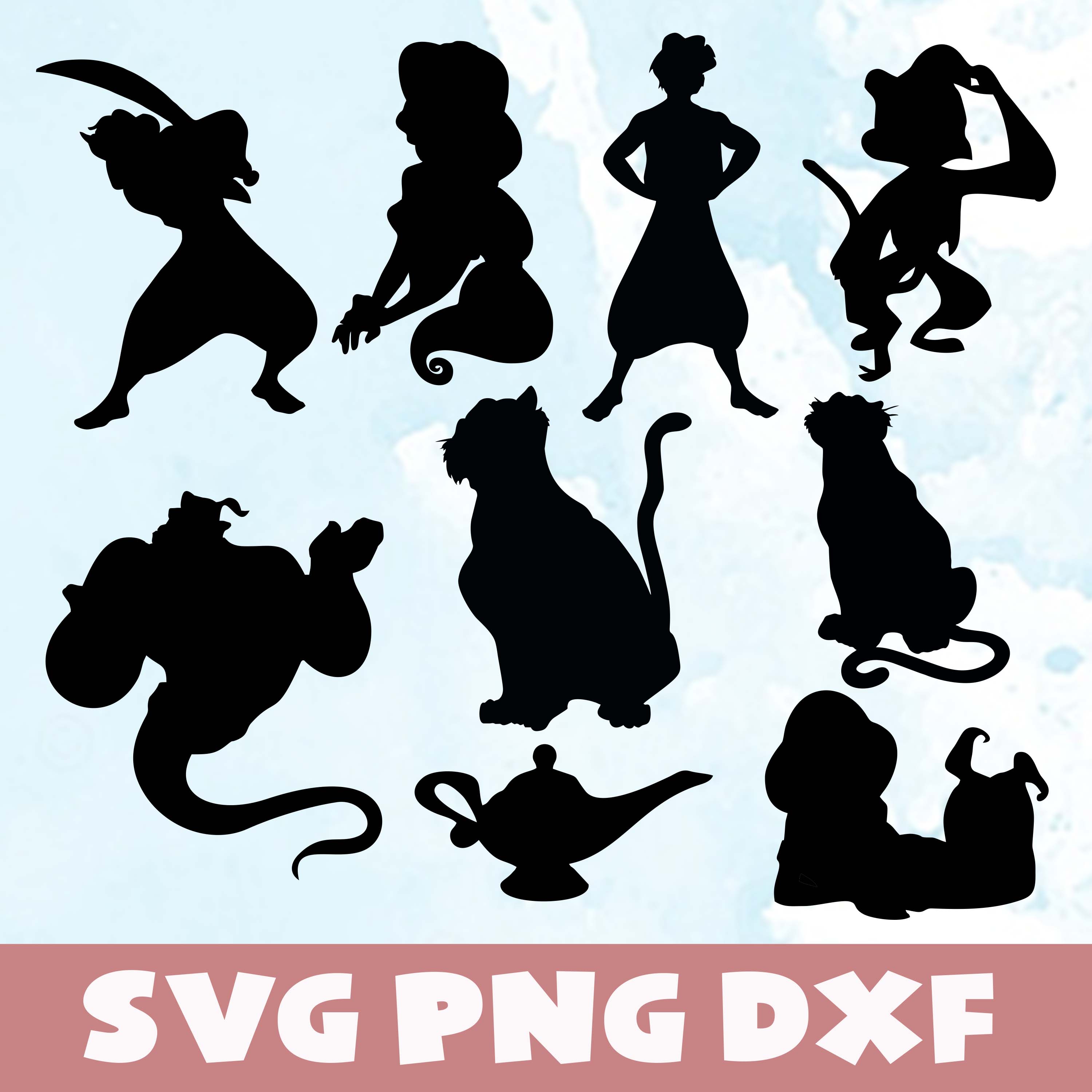 Aladdin disney silhouette svg,png,dxf,Aladdin disney silhoue | Inspire ...