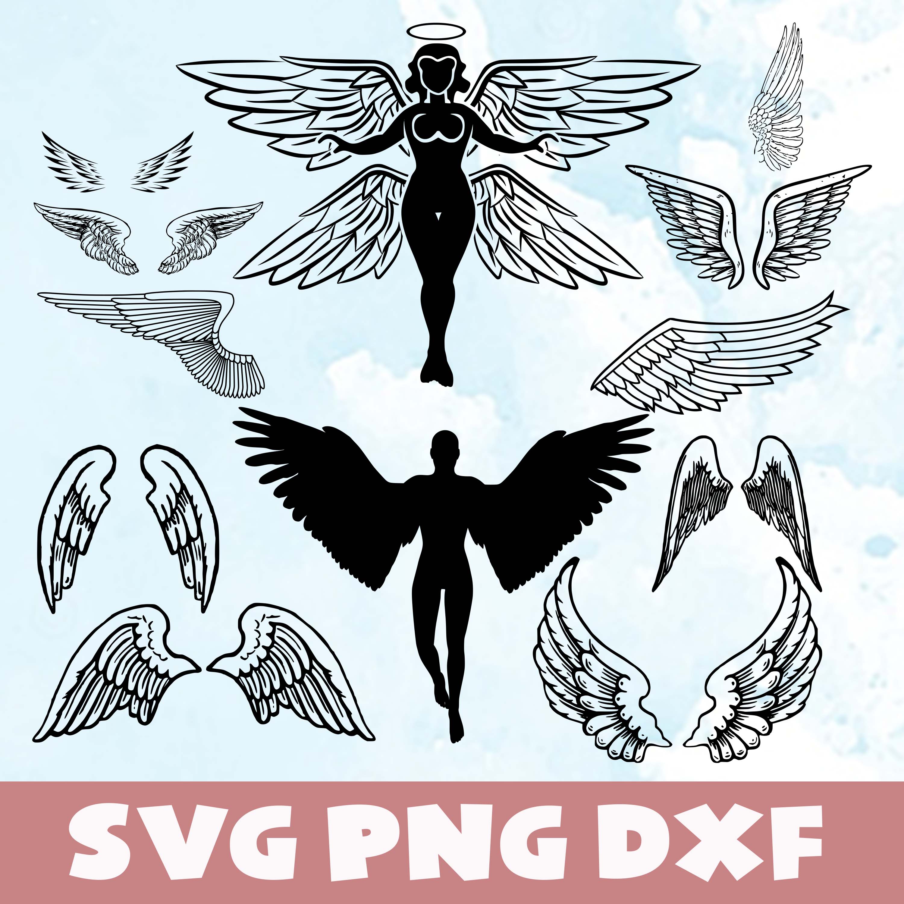 Angel wings svg,png,dxf,Angel wings svg bundle,png,dxf,Vinyl | Inspire ...