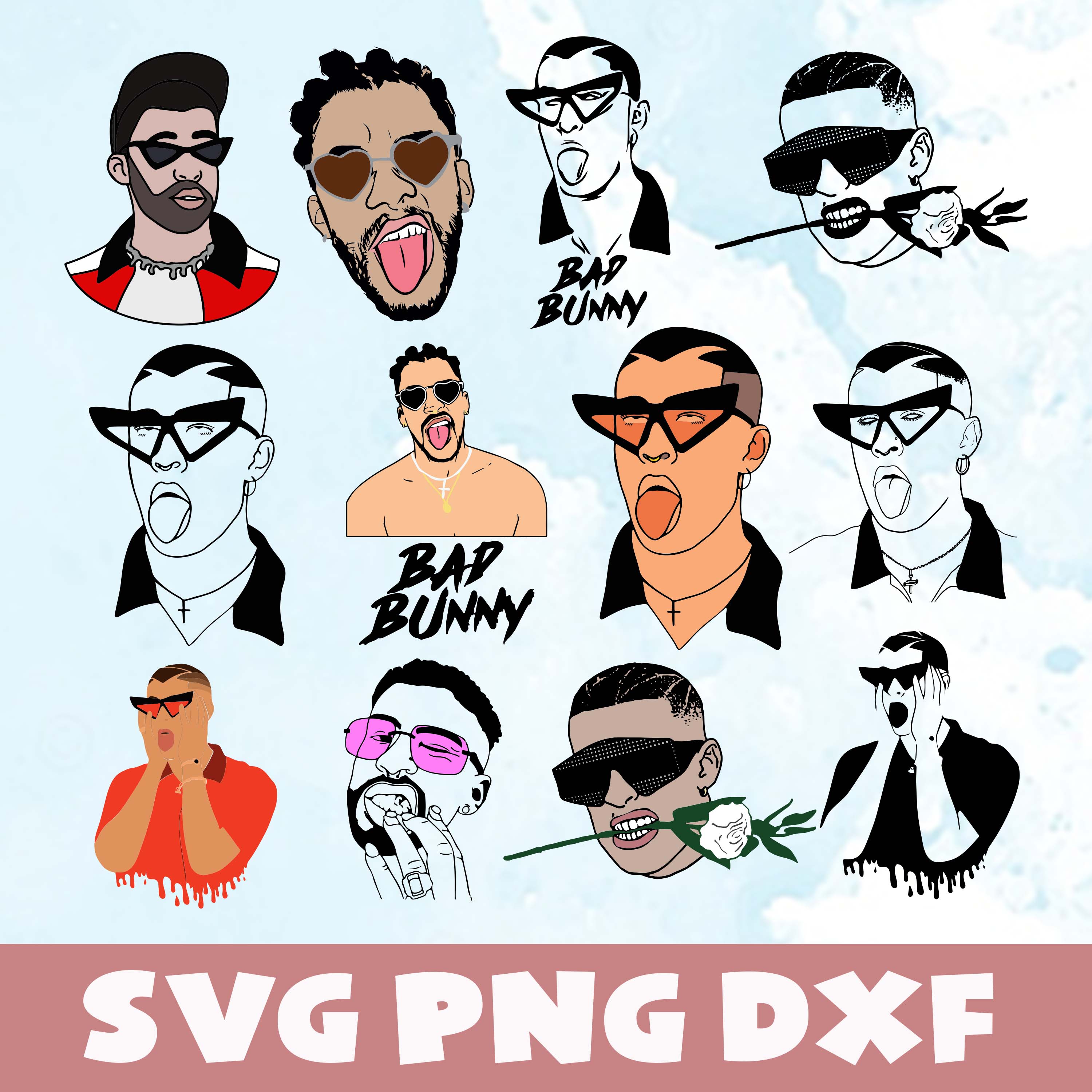 Bad bunny svg,png,dxf,Bad bunny svg bundle,png,dxf,Vinyl Cut - Inspire ...