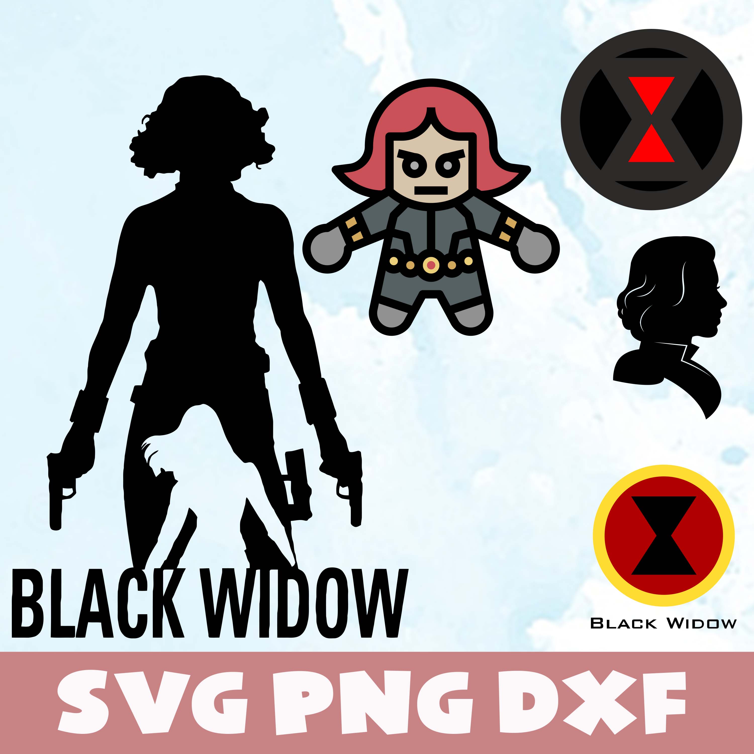 Black widow marvel silhouette svg bundle ,png,dxf,Vinyl Cut - Inspire ...