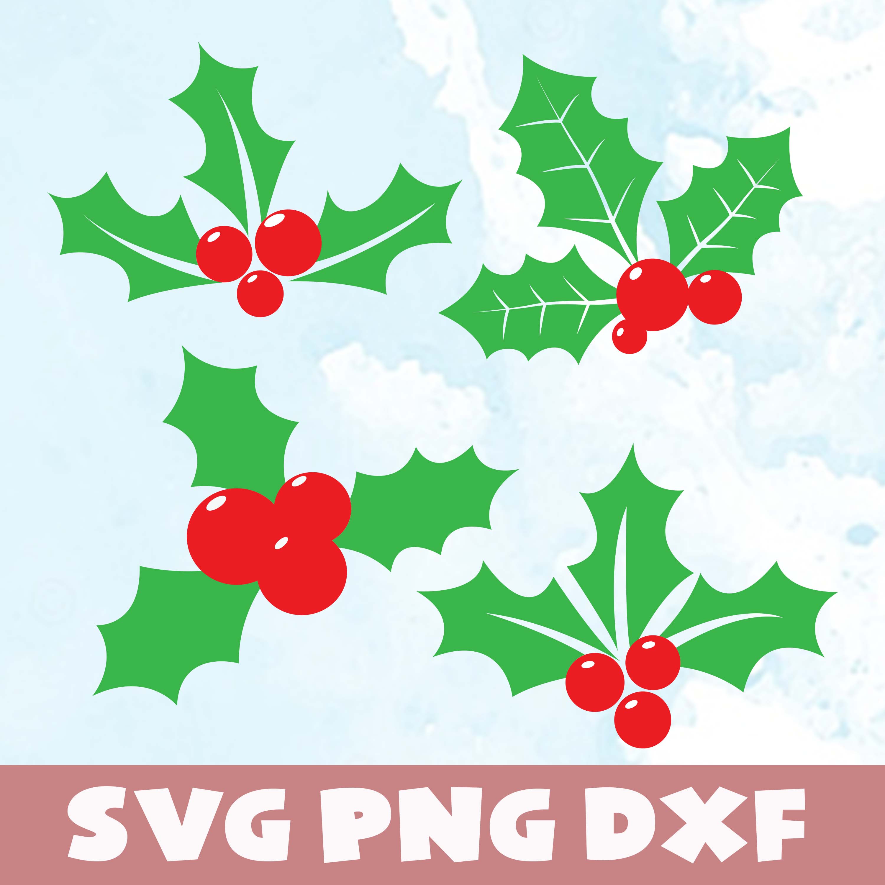 Christmas holly svg,png,dxf,Christmas holly bundle svg,png,d | Inspire ...