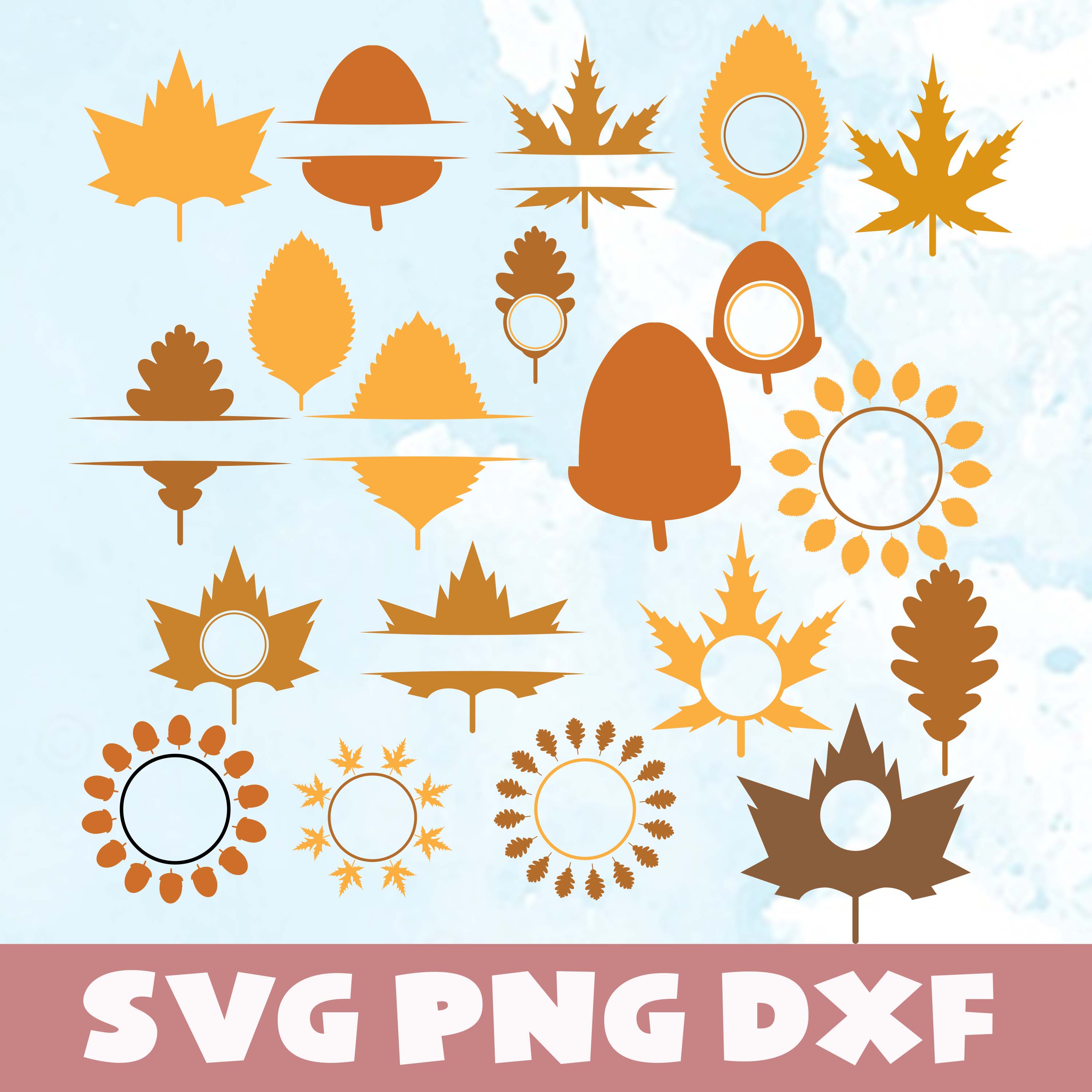 Fall leaves svg,png,dxf, Fall leaves bundle svg, png, dxf, V | Inspire ...