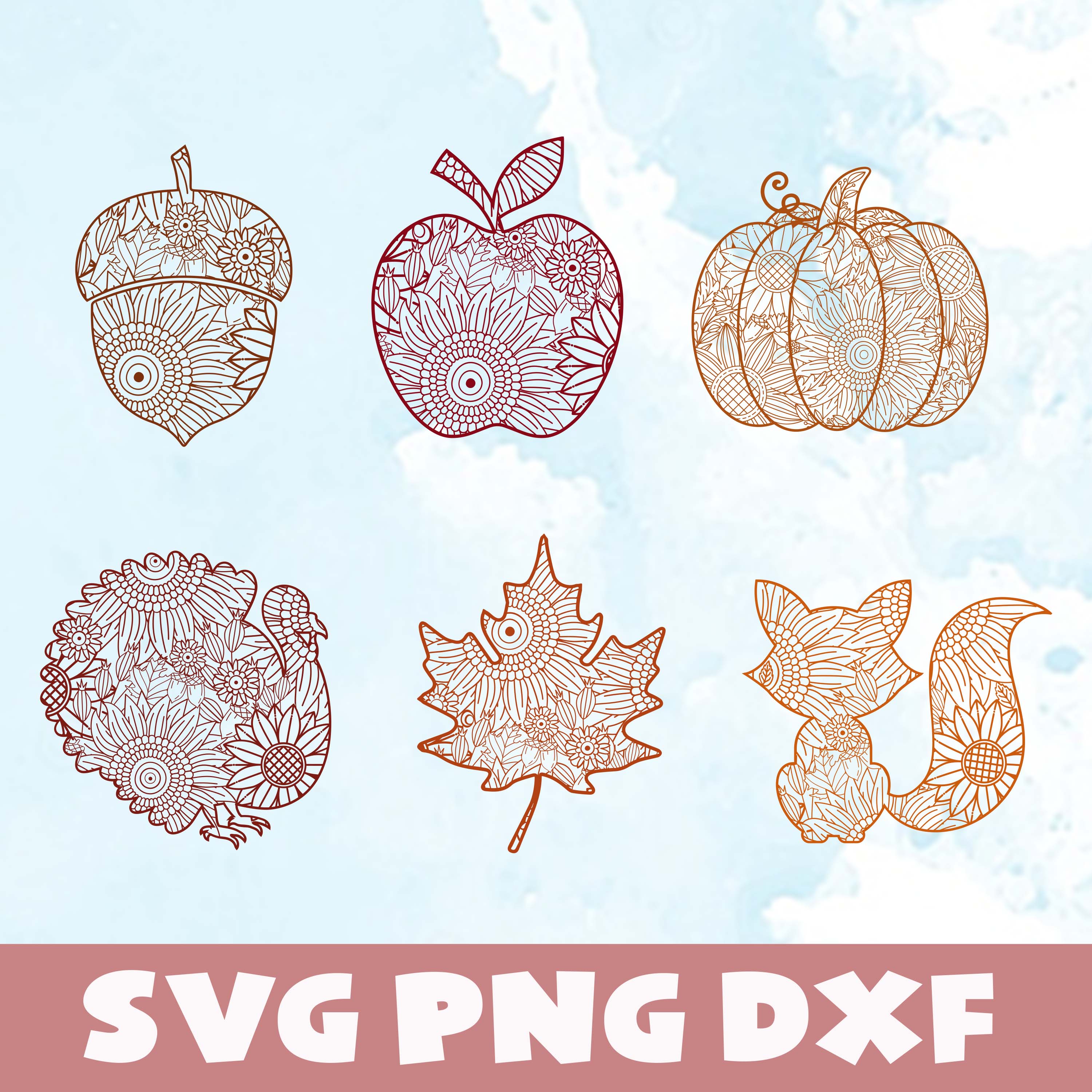 Fall zentangle svg,png,dxf, Fall zentangle bundle svg, png, | Inspire ...