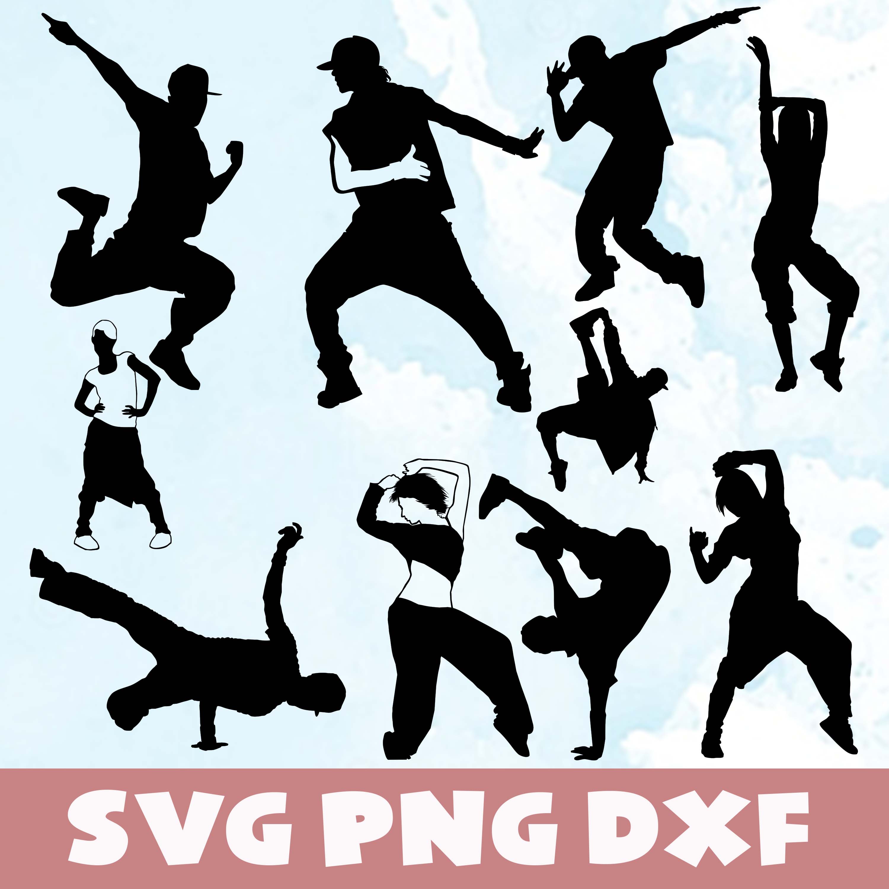 Hip hop silhouette svg, png, dxf,Hip hop silhouette bundle s | Inspire ...