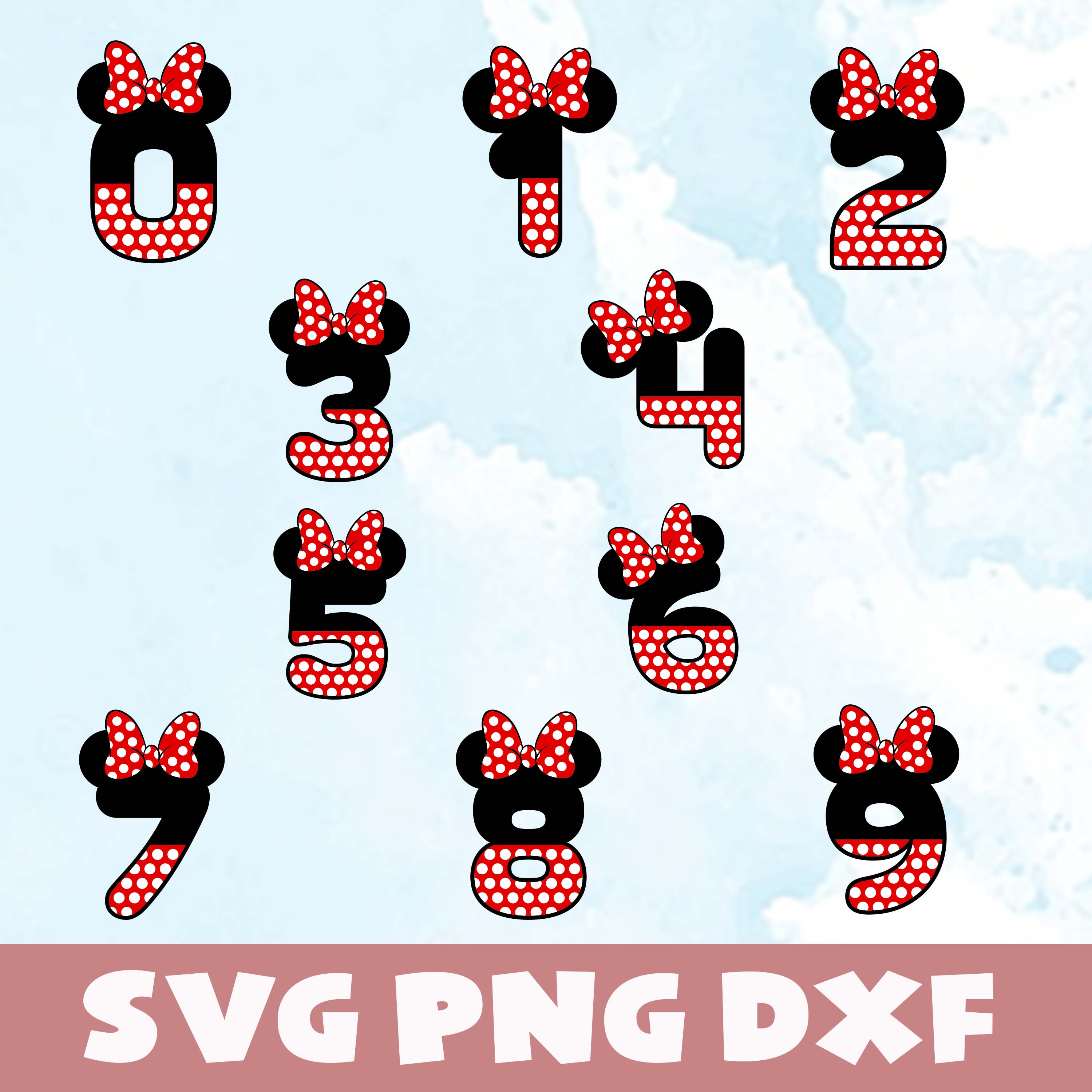Minnie numbers mouse princess disney svg,png,dxf,Minnie lett | Inspire ...