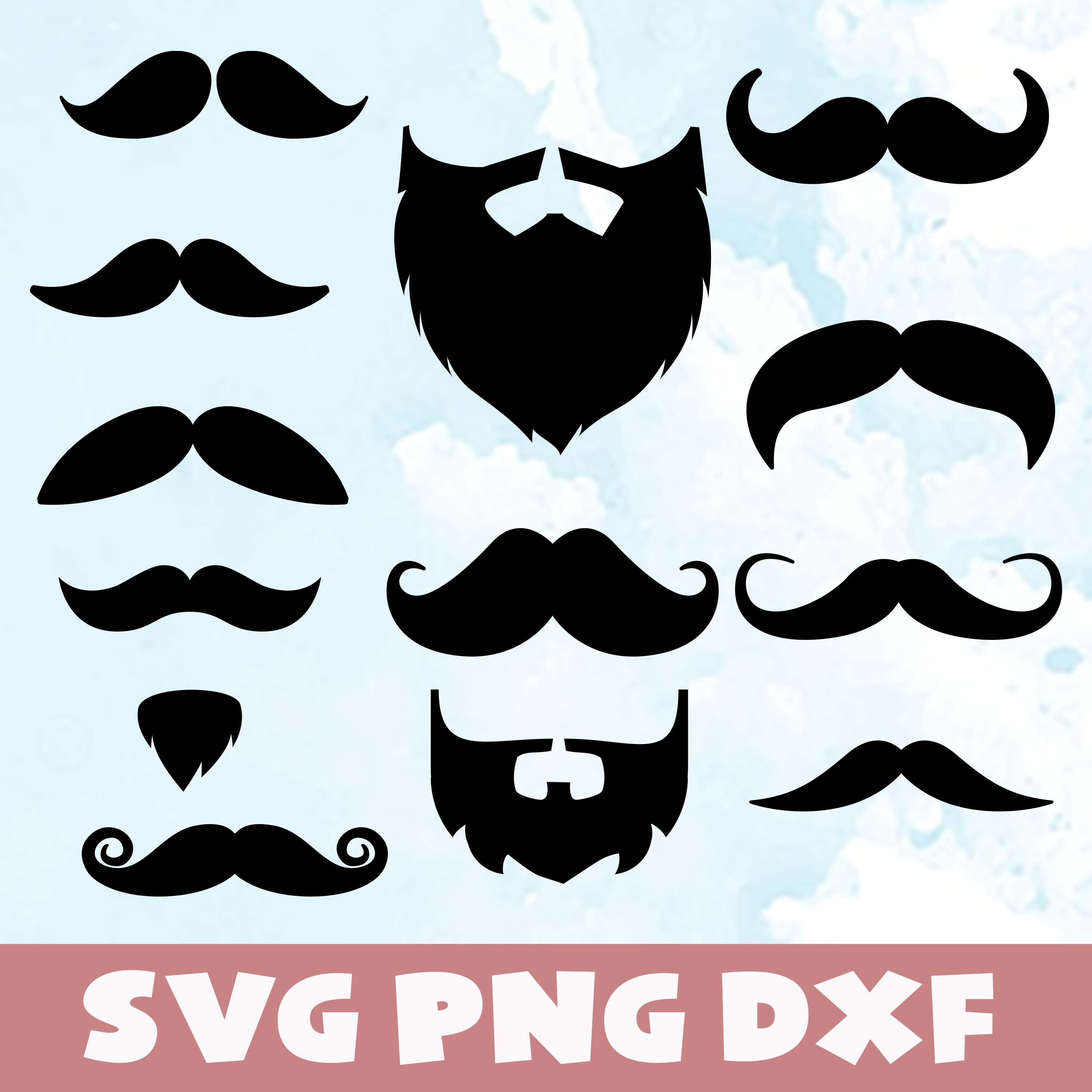 Mustache silhouette svg,png,dxf, Mustache silhouette bundle | Inspire ...