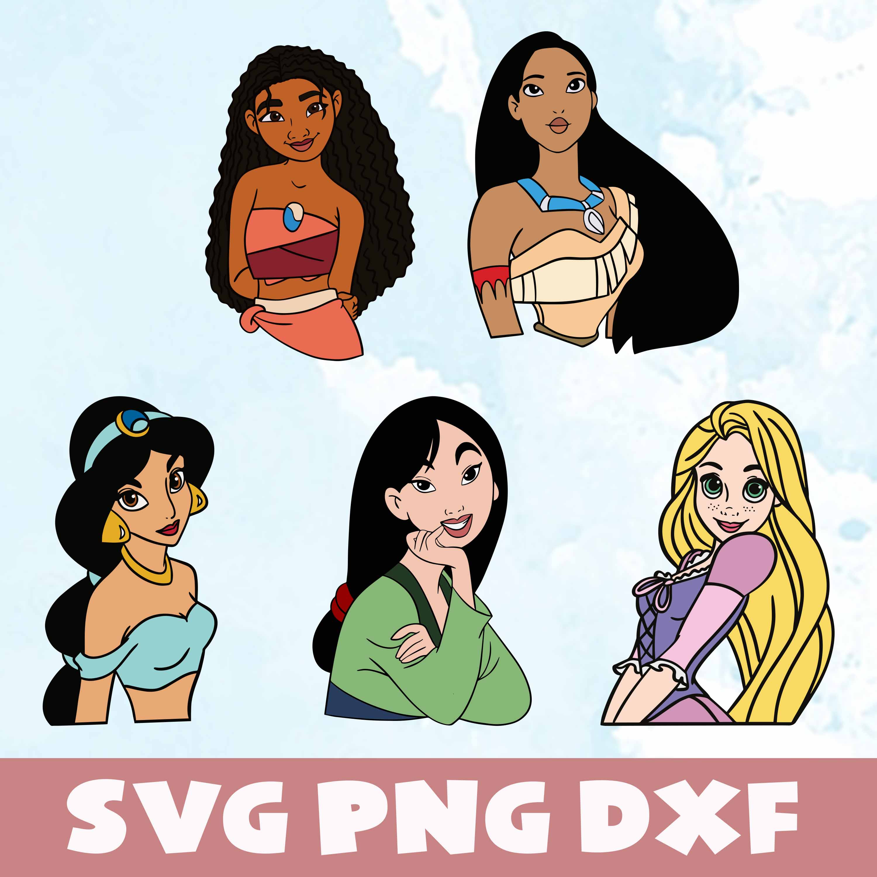 Princess disney svg,png,dxf, Princess disney bundle svg,png, | Inspire ...