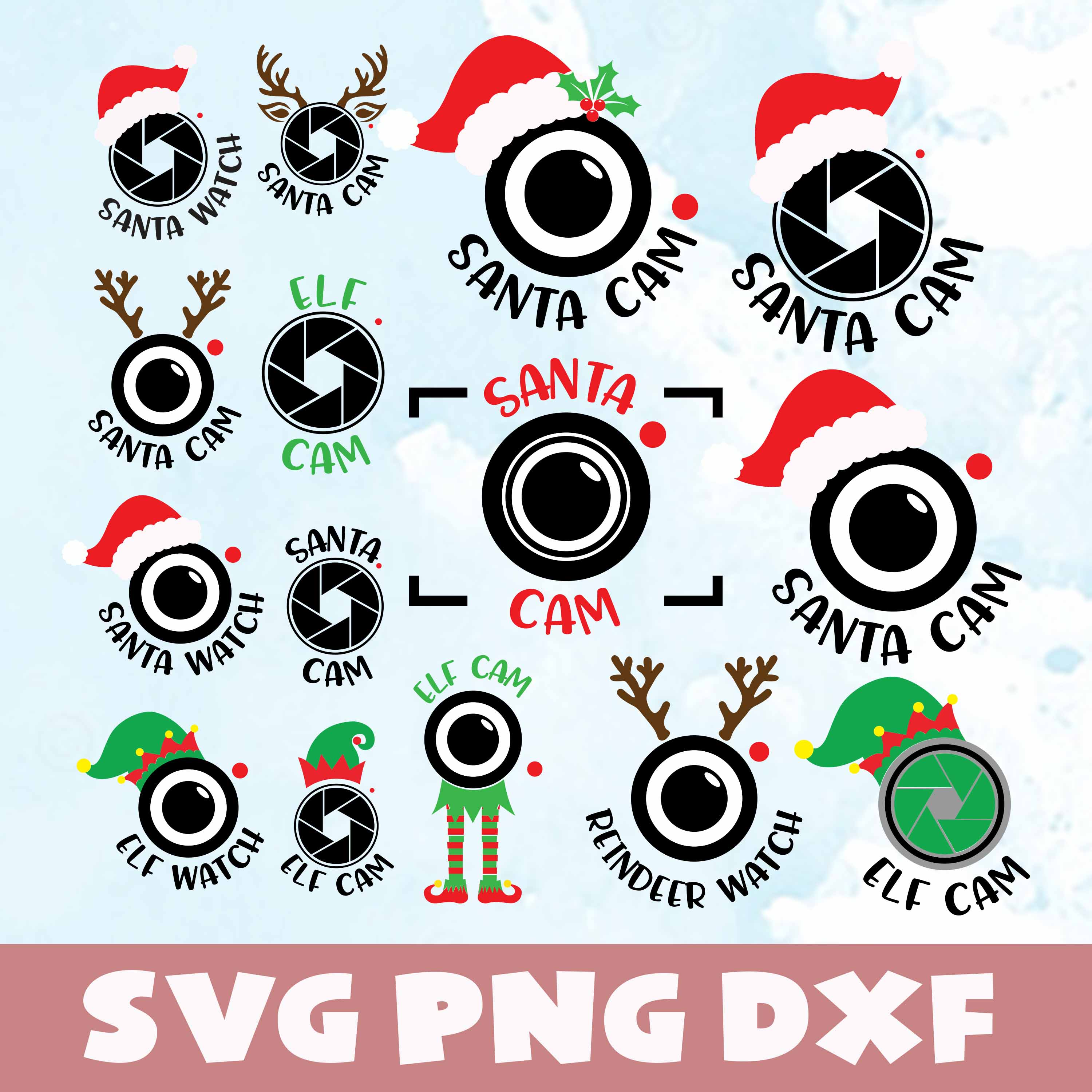 Santa cam svg,png,dxf, Santa cam bundle svg,png,dxf,Vinyl Cu | Inspire ...