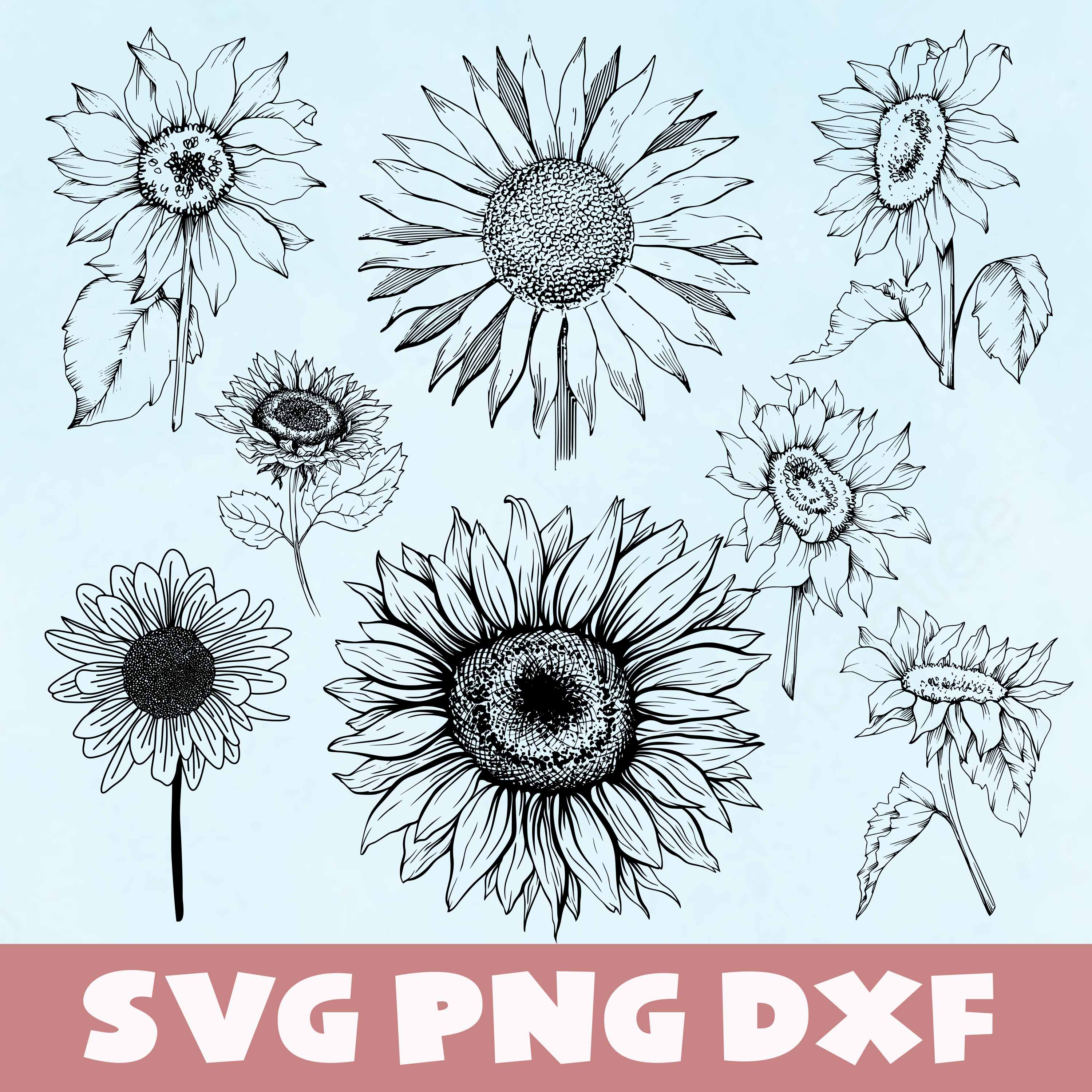 Sunflower vg,png,dxf, Sunflower bundle svg,png,dxf,Vinyl Cut | Inspire ...