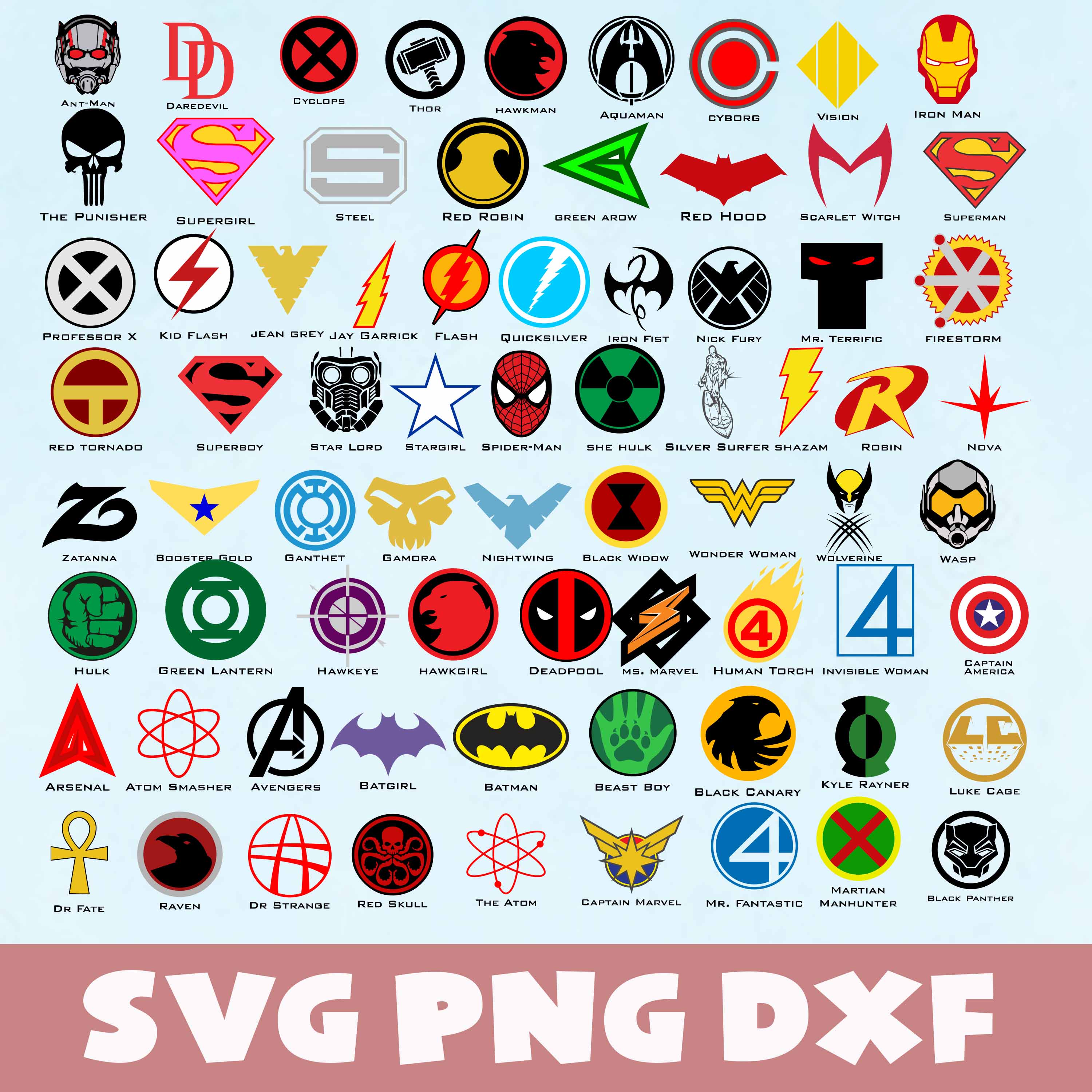 Super hero logo svg,png,dxf,Super hero logo bundle svg,png,d | Inspire ...