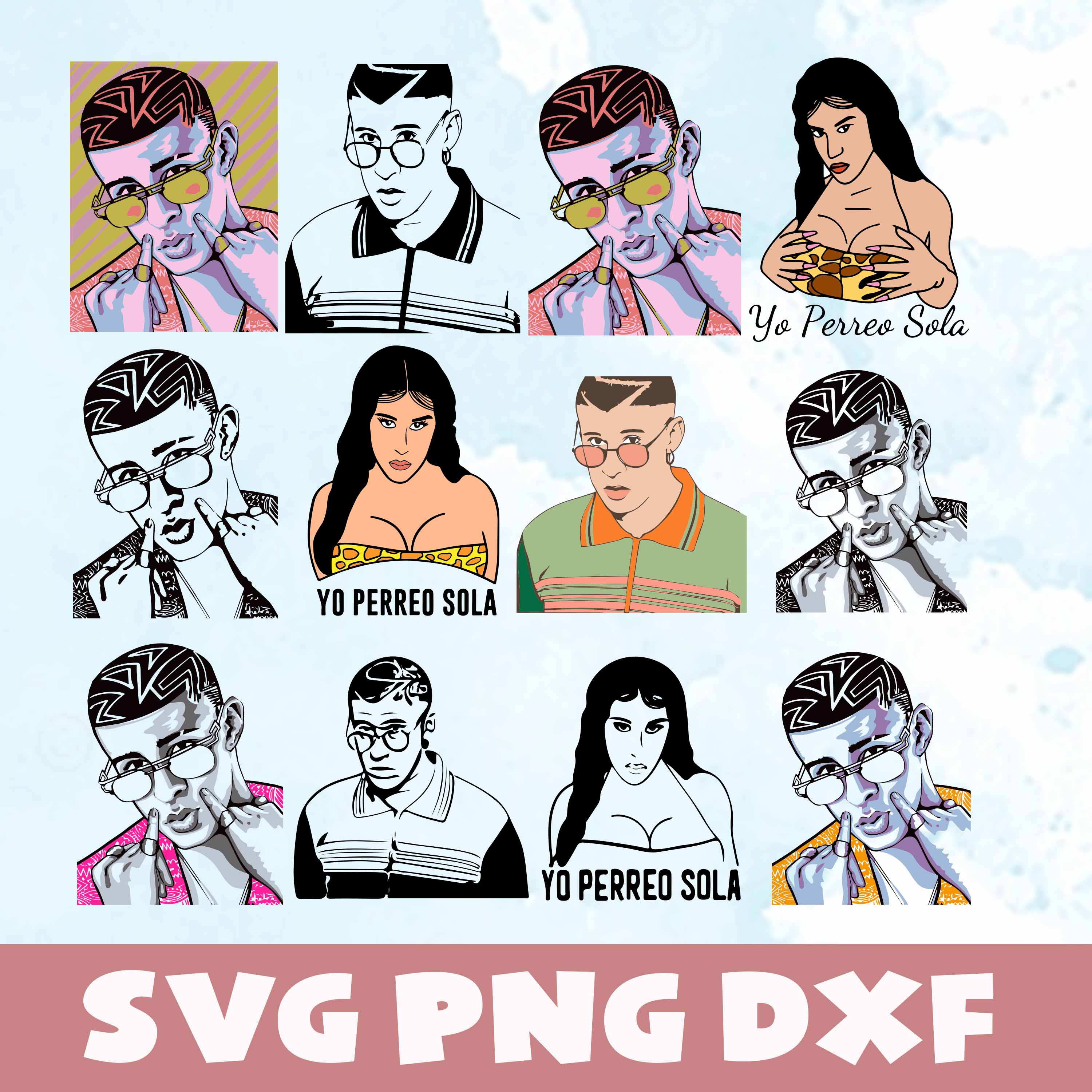 Bad bunny svg,png,dxf, Bad bunny bundle1 svg,png,dxf,Vinyl C | Inspire ...