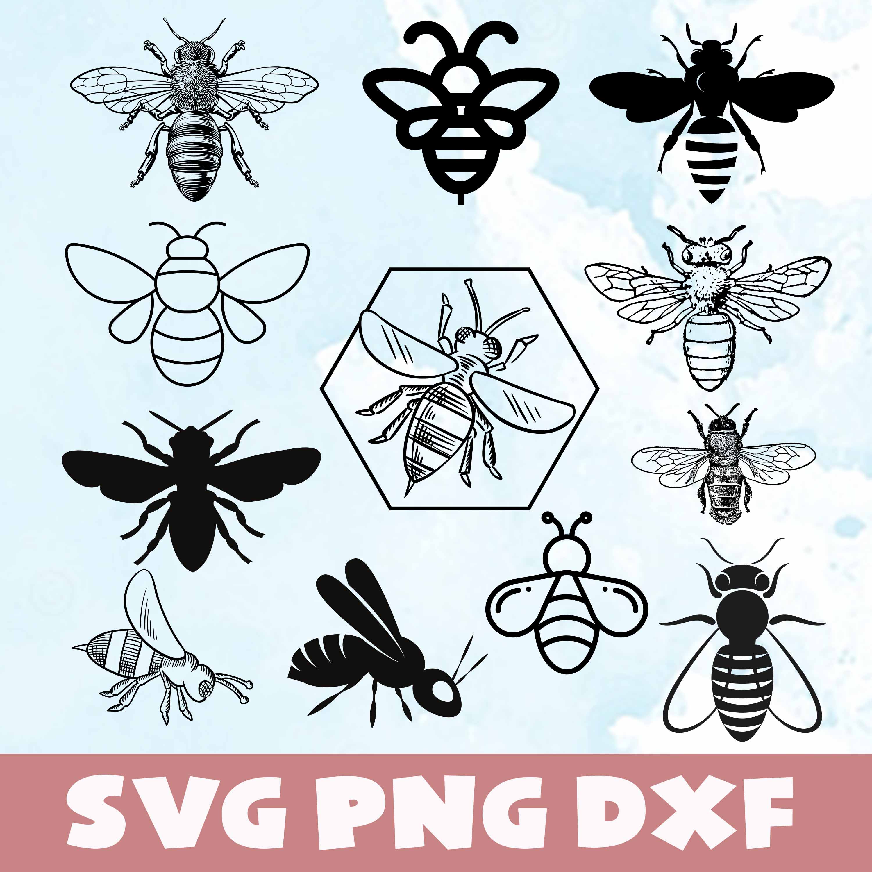 Bee svg,png,dxf, Bee bundle4 svg,png,dxf,Vinyl Cut File,Png, | Inspire ...