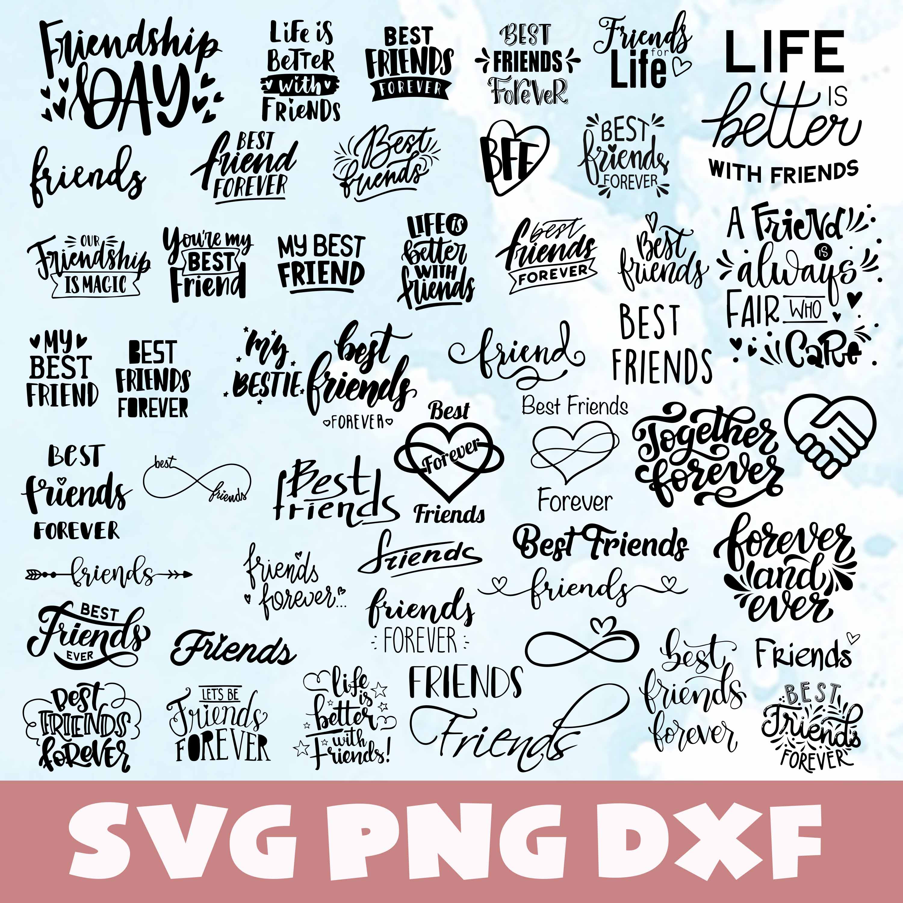 Best friends svg,png,dxf,Best friends bundle svg,png,dxf,Vin | Inspire ...