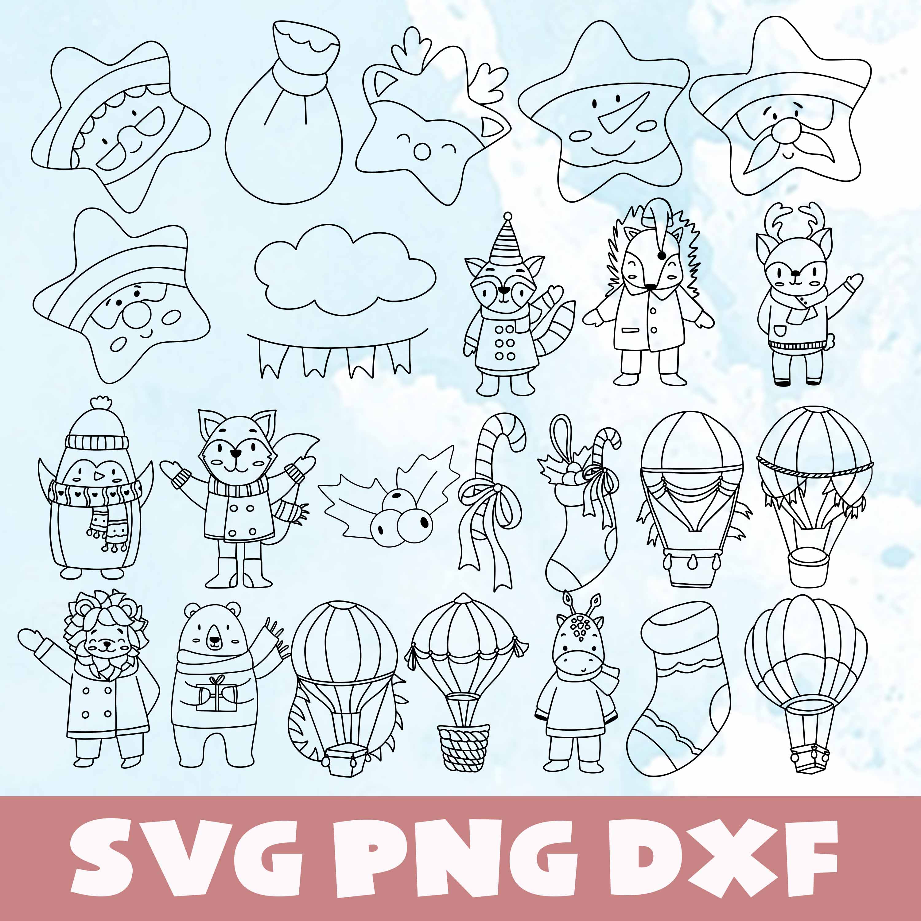 Christmas outline svg,png,dxf, Christmas outline bundle svg, - Inspire ...