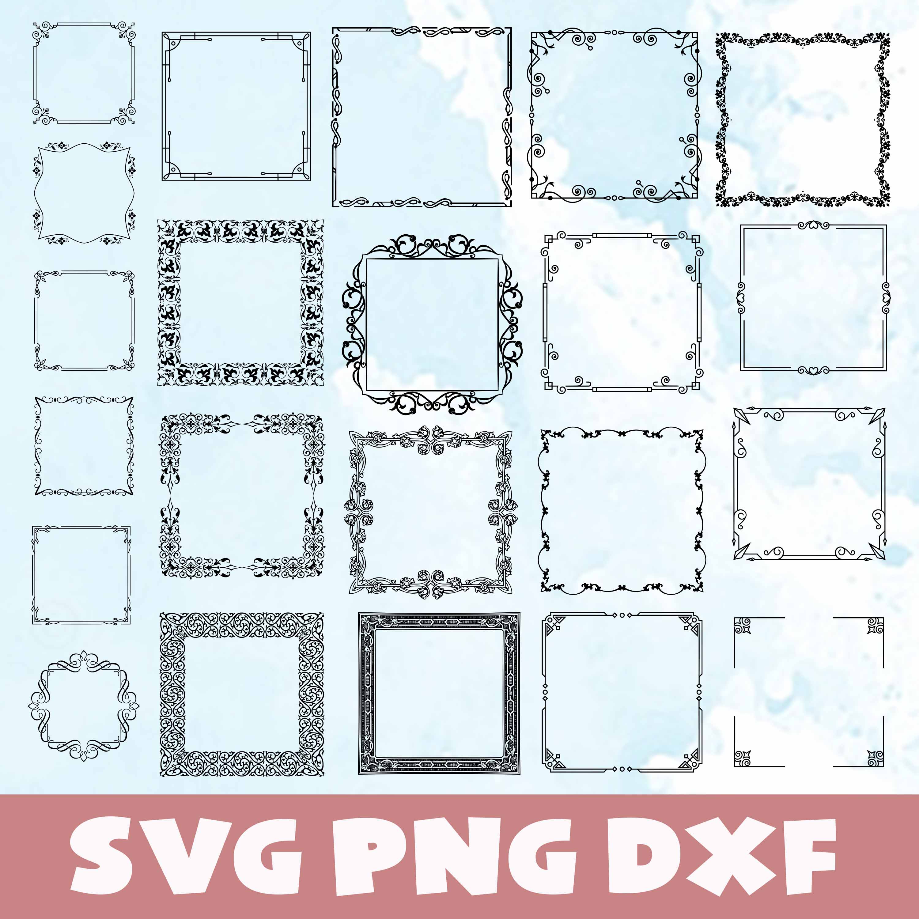 Decorative frames svg,png,dxf, Decorative frames bundle svg, | Inspire ...