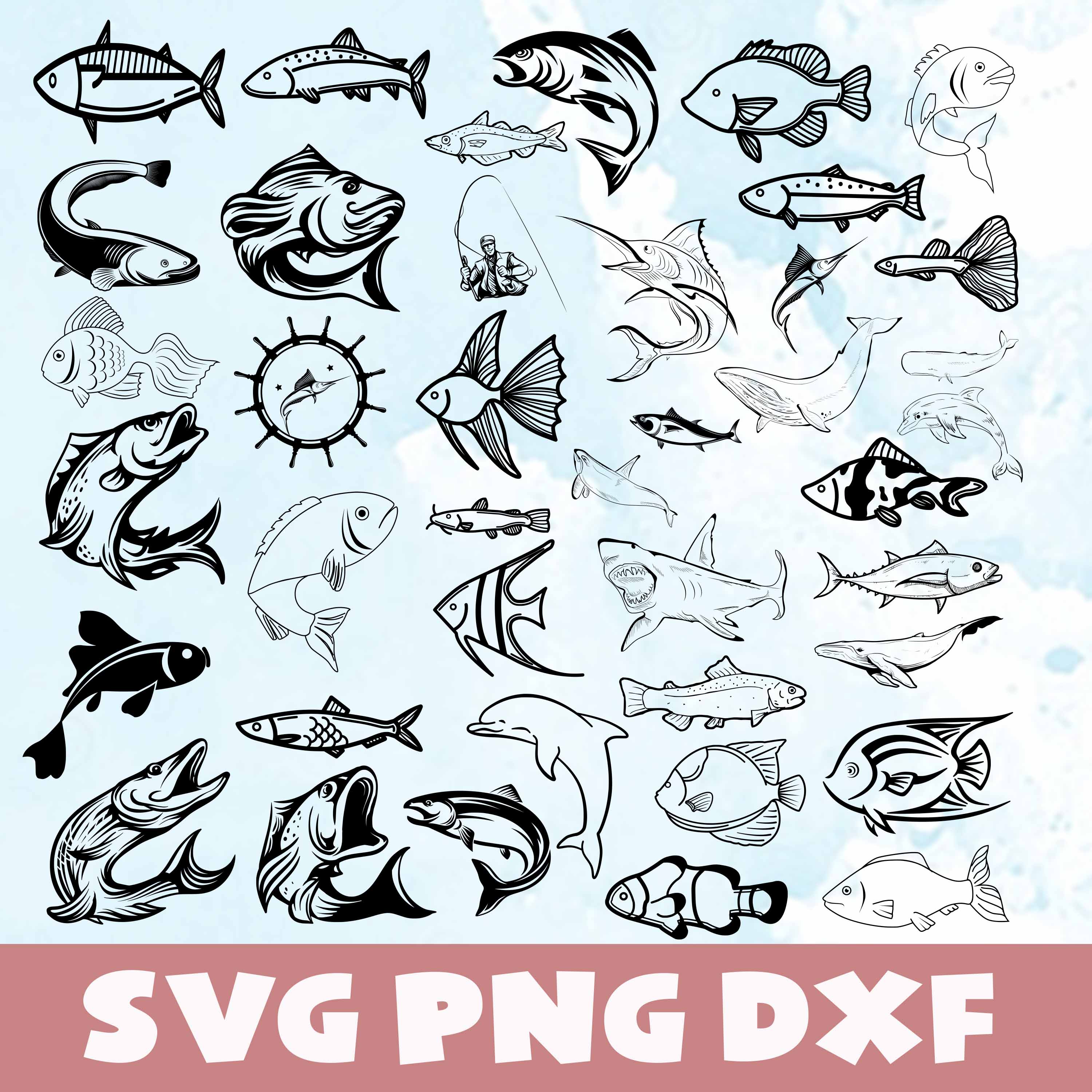 Fish svg,png,dxf, Fish bundle svg,png,dxf,Vinyl Cut File,Png | Inspire ...