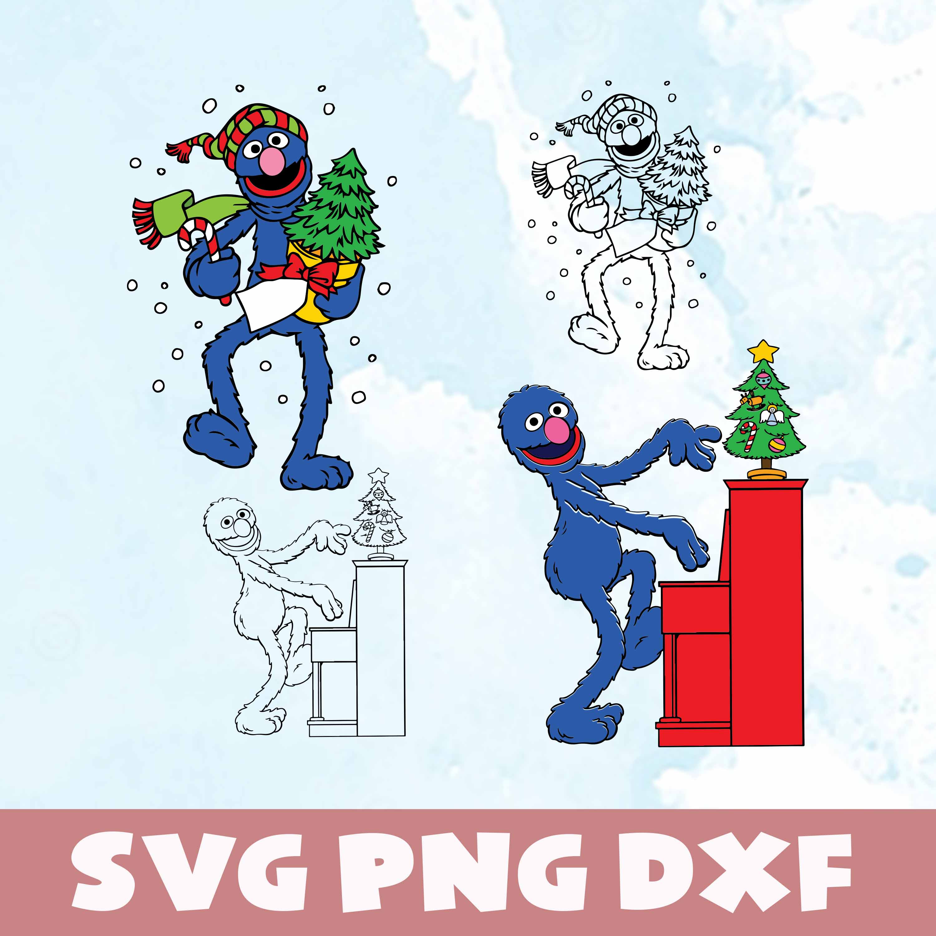 Grover christmas svg,png,dxf, Grover christmas bundle svg,pn | Inspire ...