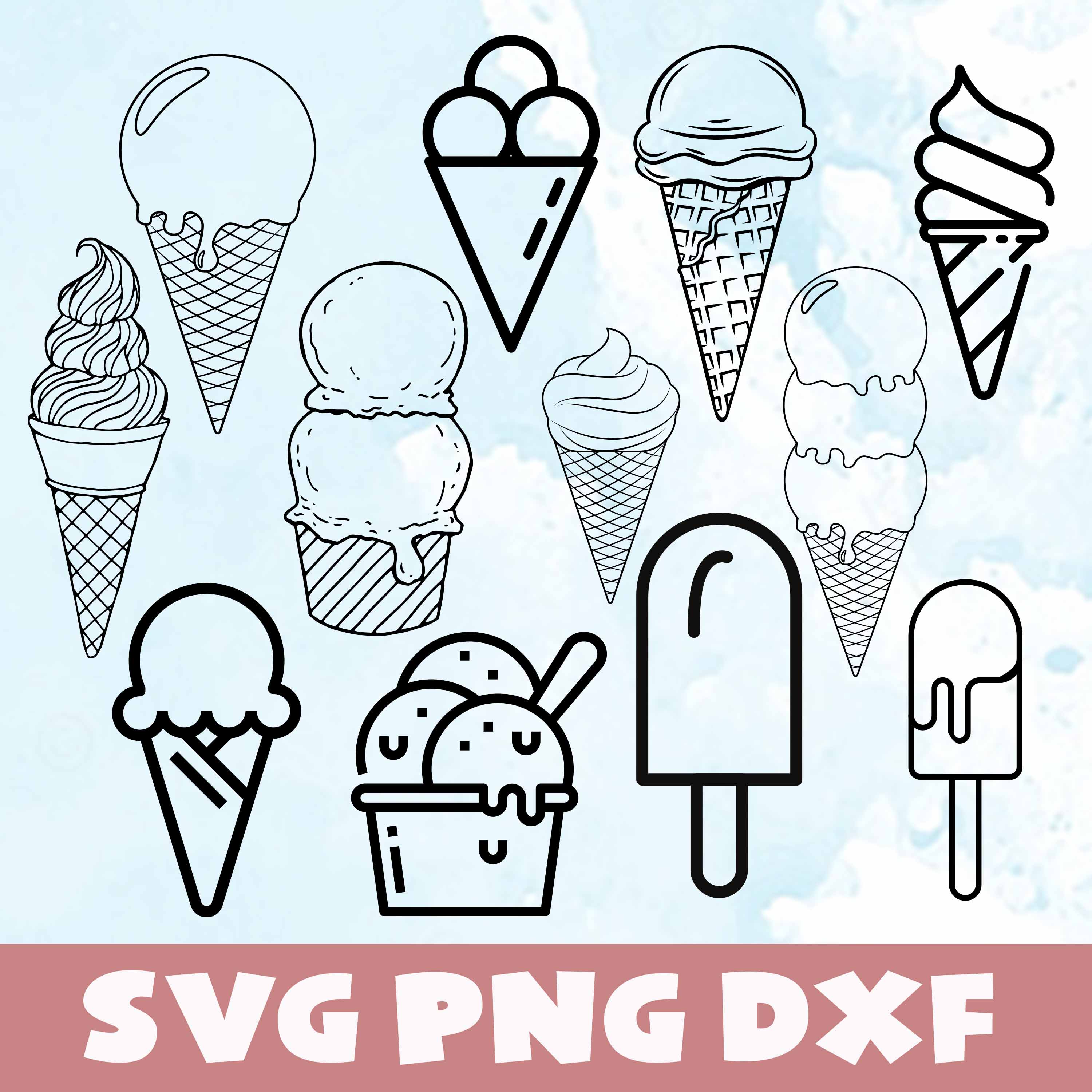 Ice cream svg,png,dxf , Ice cream bundle svg,png,dxf,Vinyl C - Inspire ...