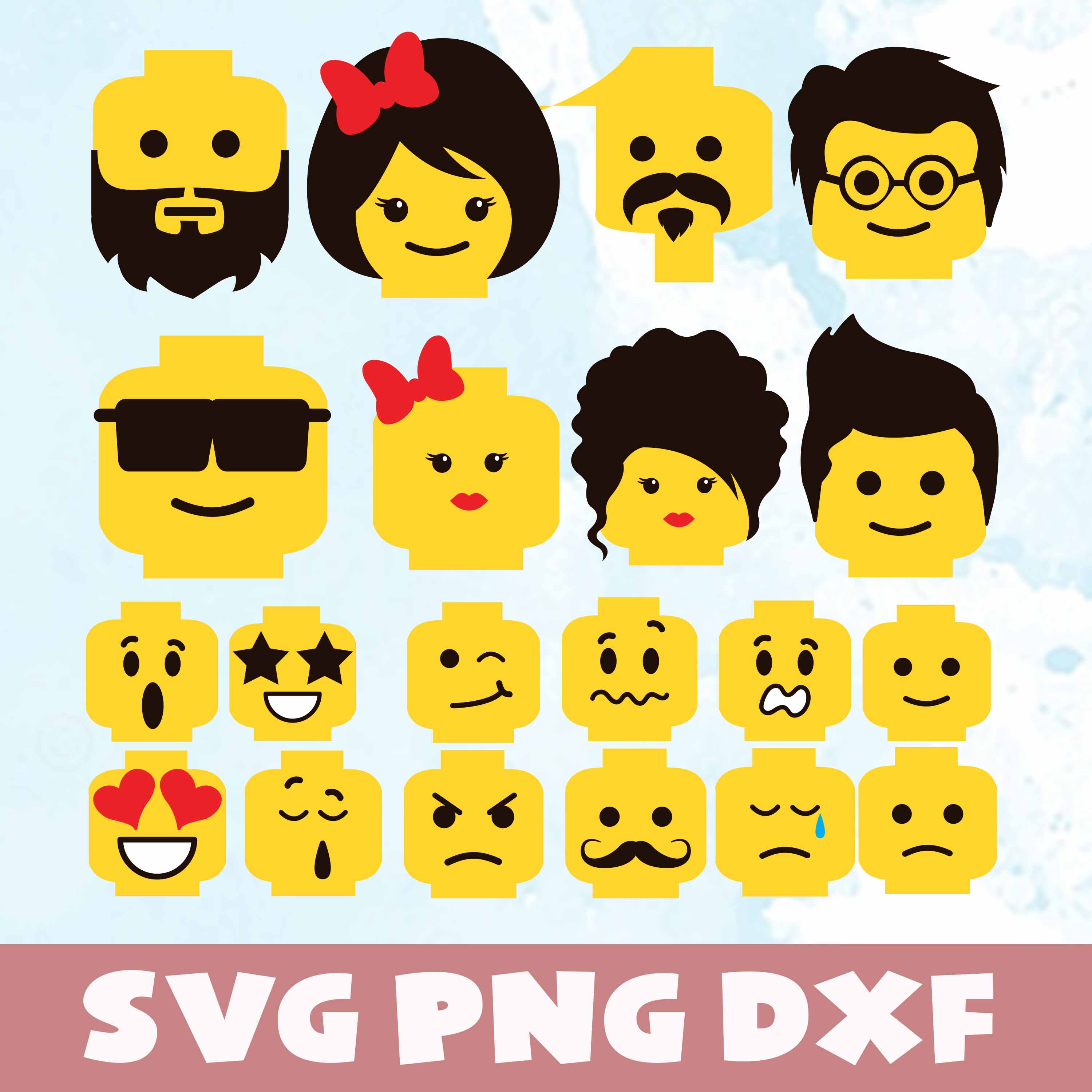 Lego head svg,png,dxf , Lego head bundle svg,png,dxf,Vinyl C | Inspire ...
