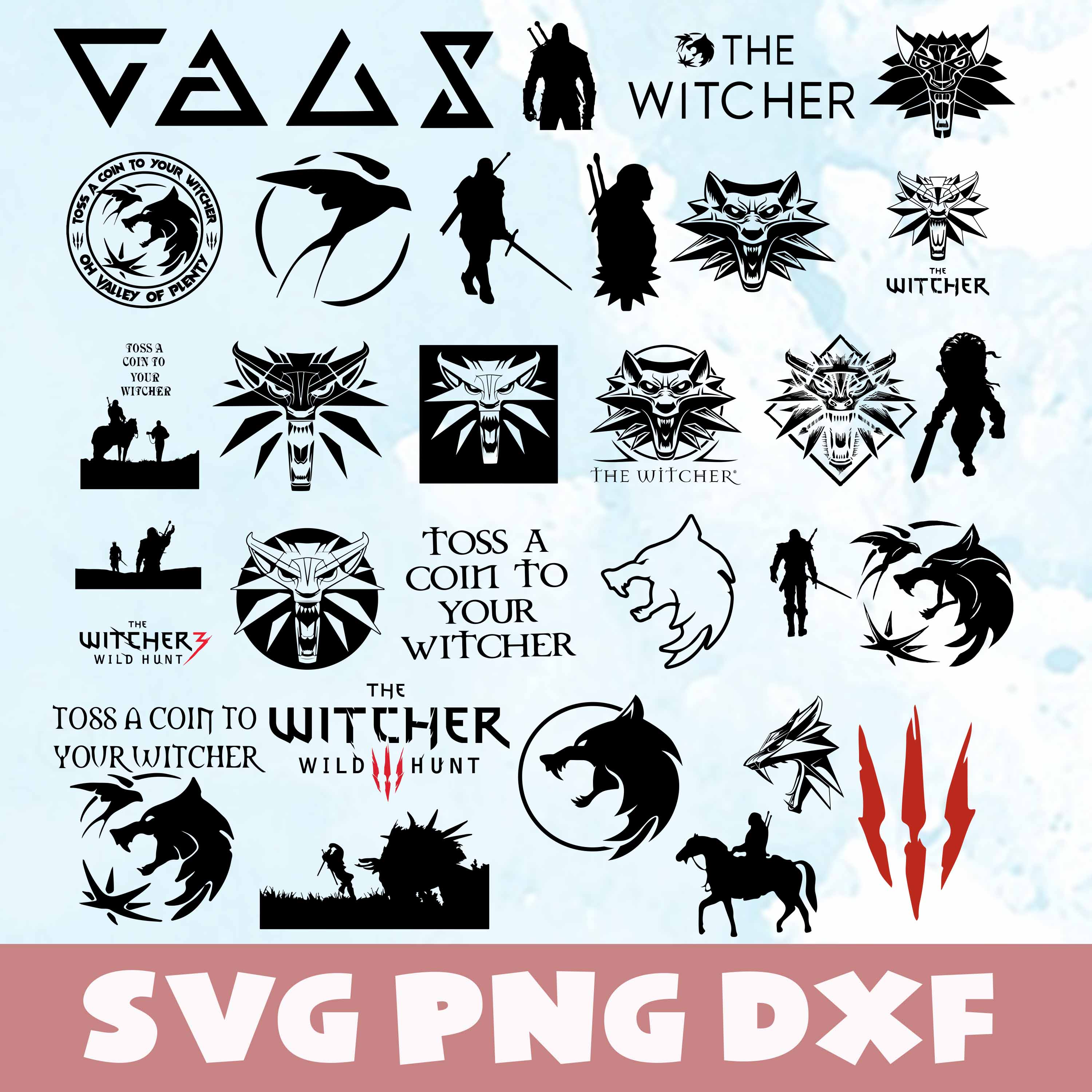 The witcher silhouette svg,png,dxf, The witcher silhouette b | Inspire ...