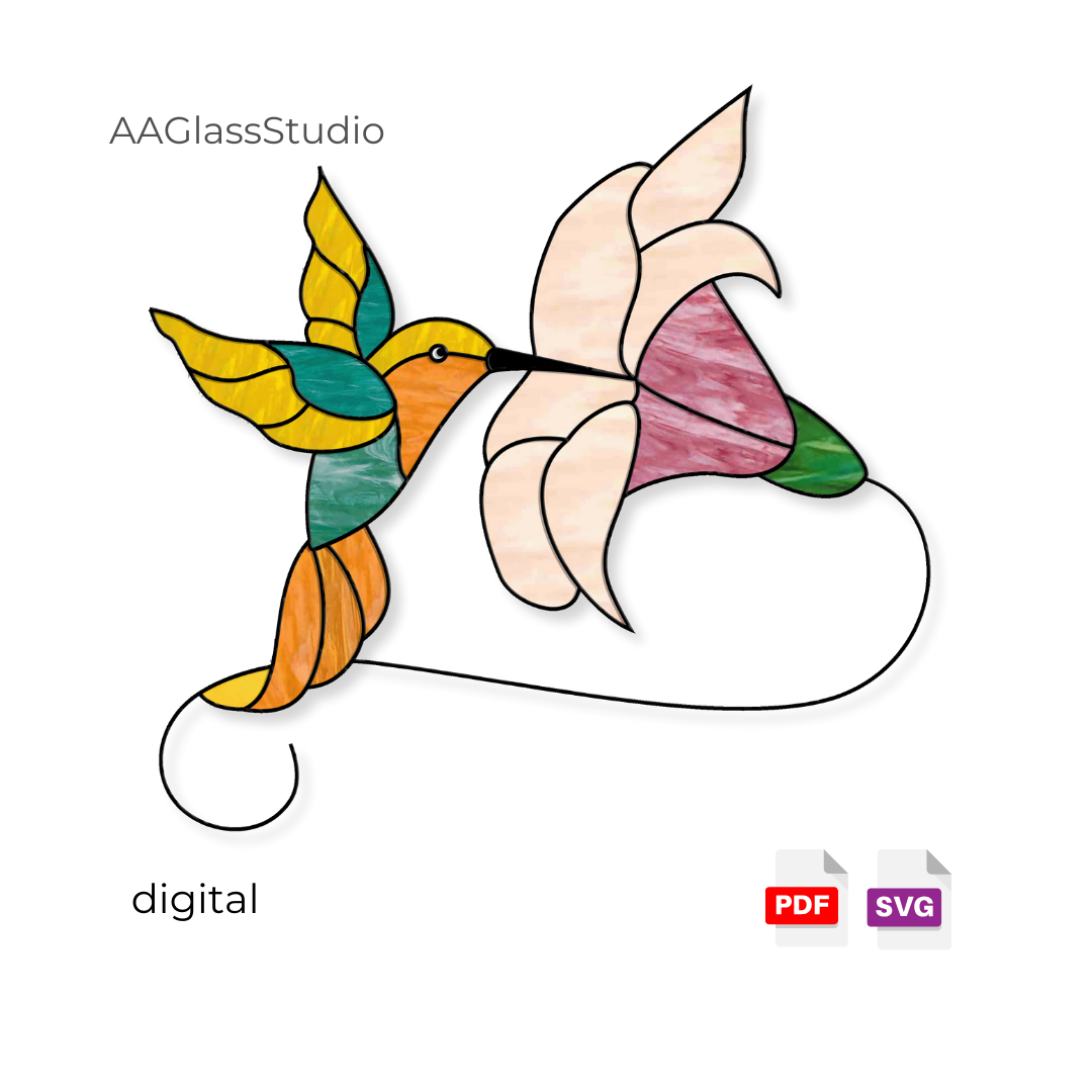 Hummingbird Stained Glass Pattern Flower Bindweed - Inspire Uplift