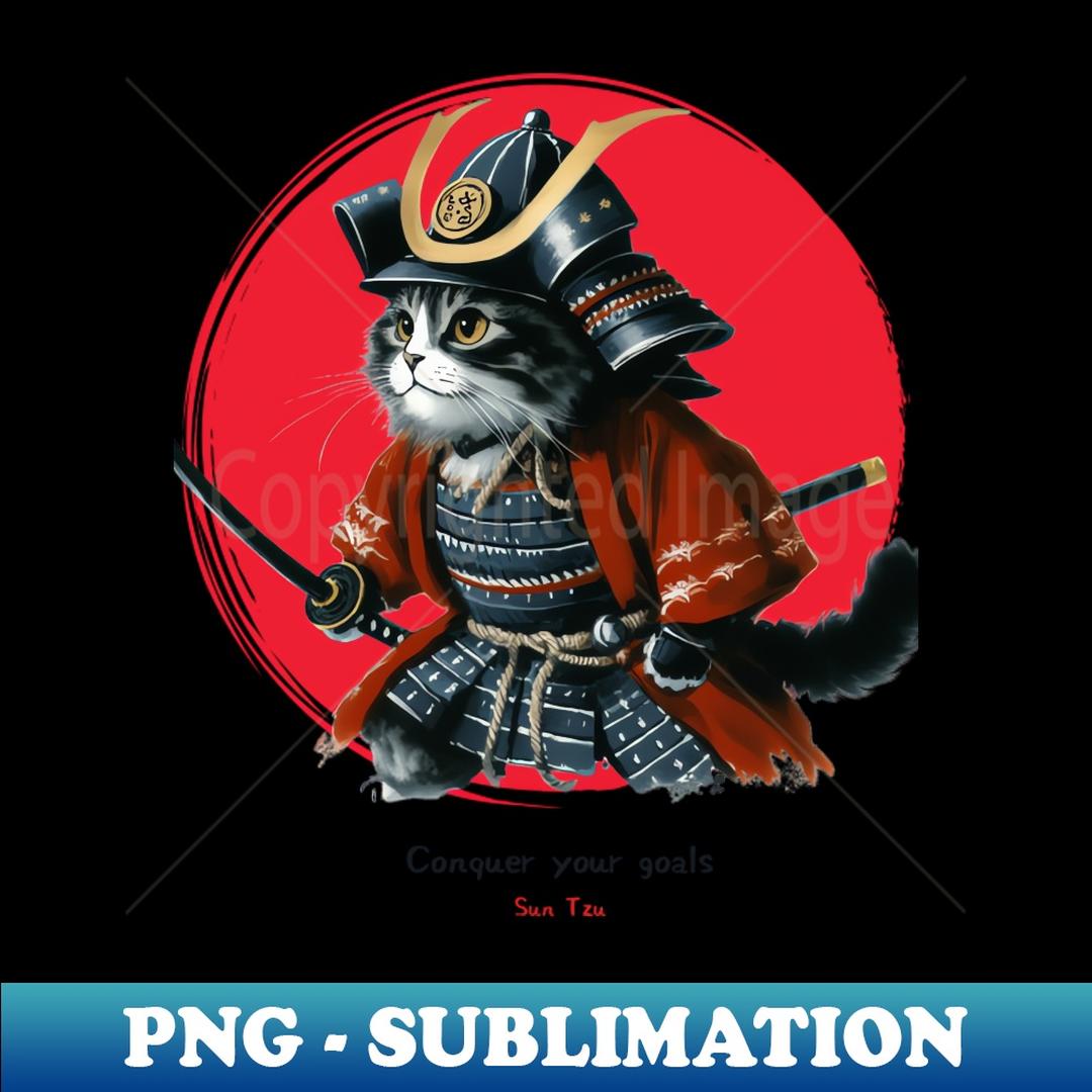 Warrior Cat Samurai Design with Sun Tzu Wisdom - Instant PNG | Inspire ...