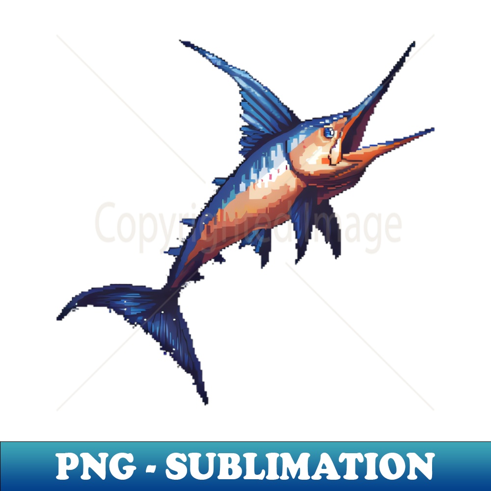 Pixel Swordfish - Retro PNG Sublimation Digital Download | Inspire Uplift