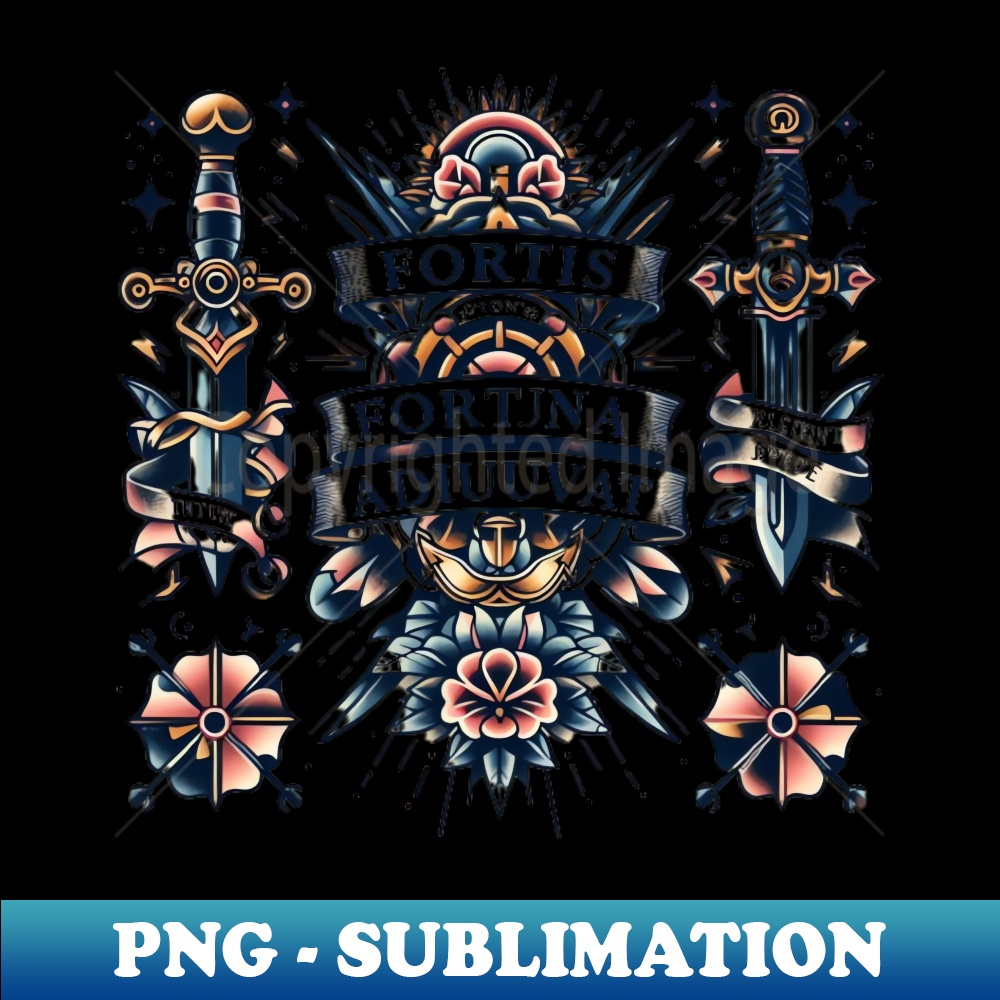 Fortis Fortuna Adiuvat - Retro PNG Sublimation Digital Downl | Inspire Uplift