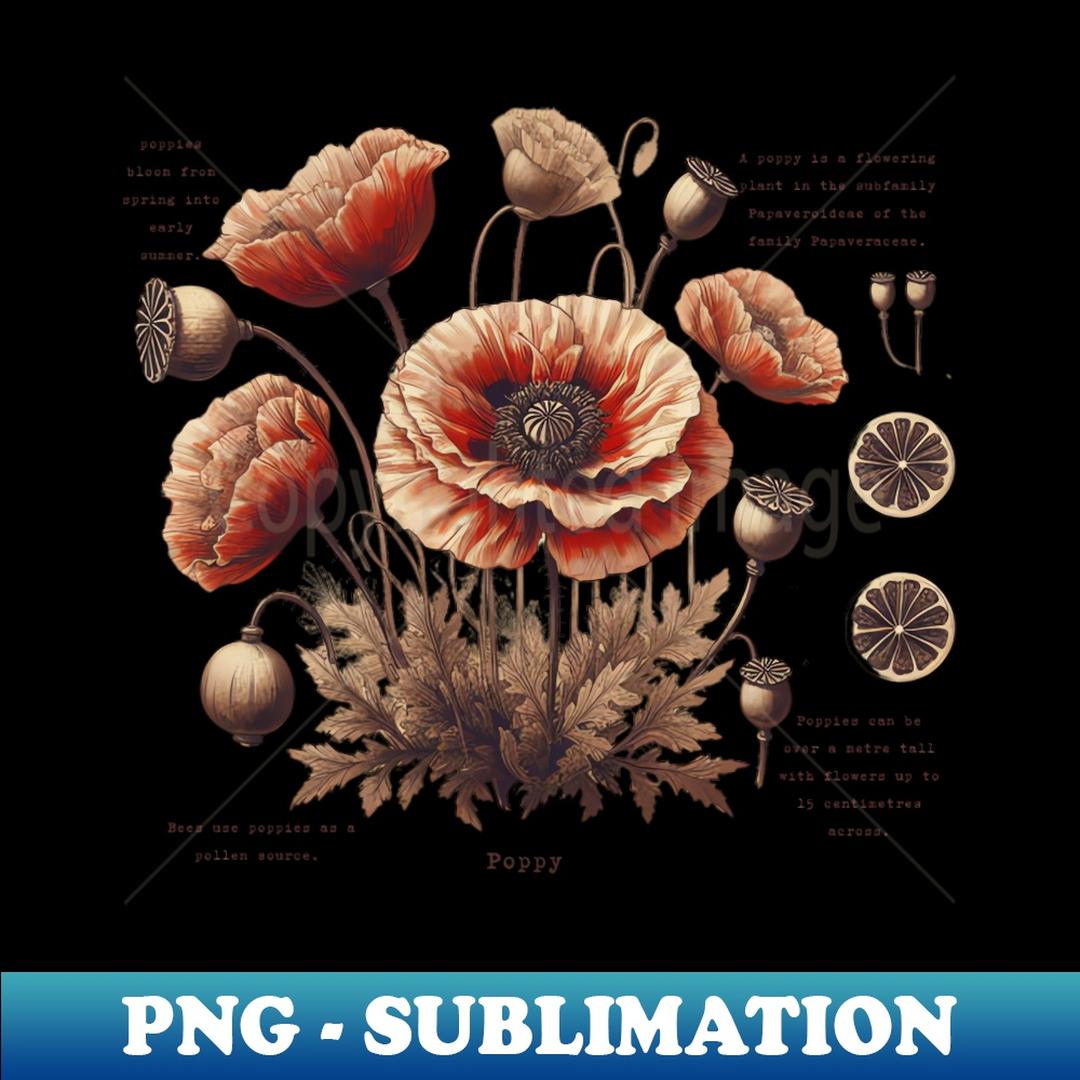 Vintage Poppy Flower Botanical - Signature Sublimation PNG F | Inspire ...