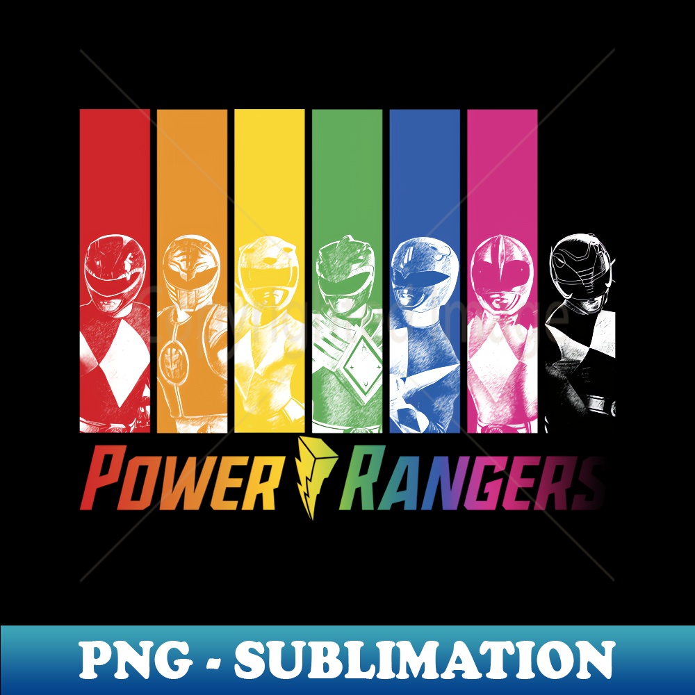 Power Rangers Retro Distressed Rainbow Character Panels - In | Inspire ...