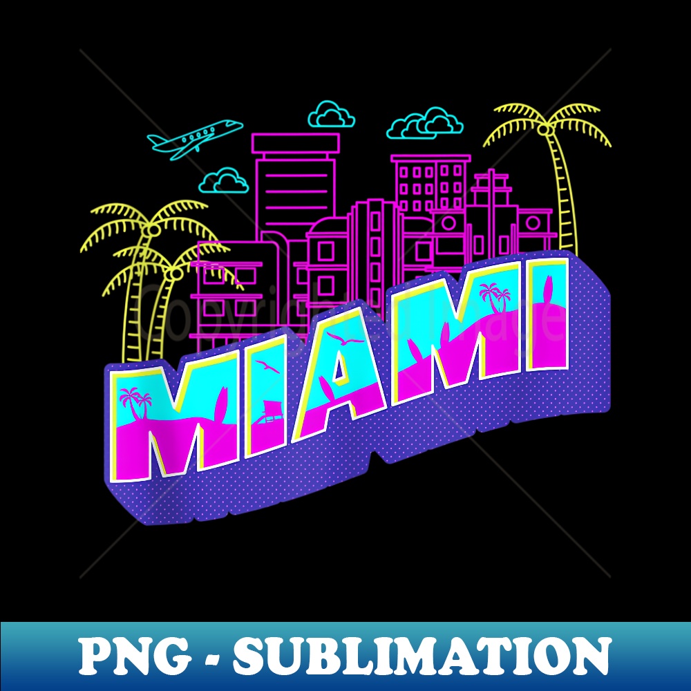 Miami - Florida Vaperwave Skyline Synthwave 80s Style Retro | Inspire ...